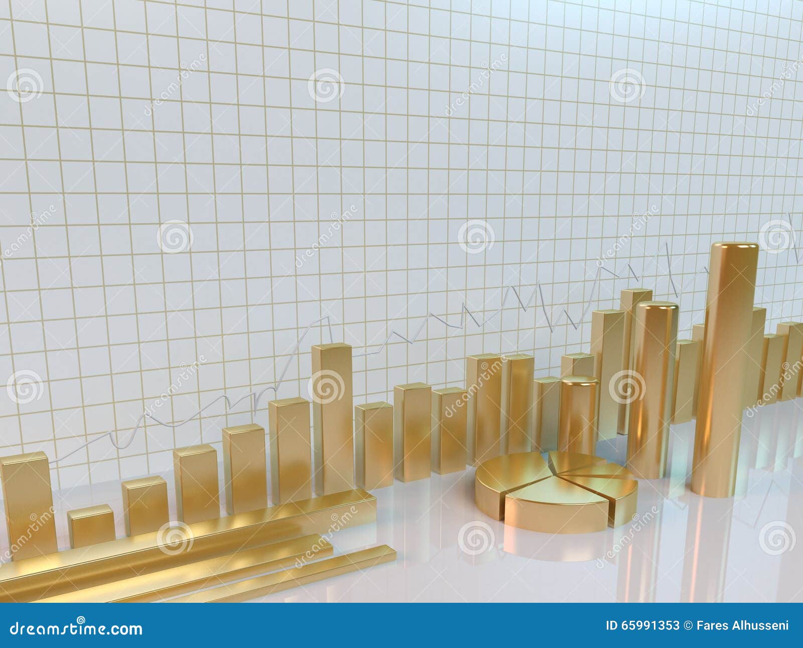 Golden Chart Business Concept Stock Illustration - Illustration of gold ...