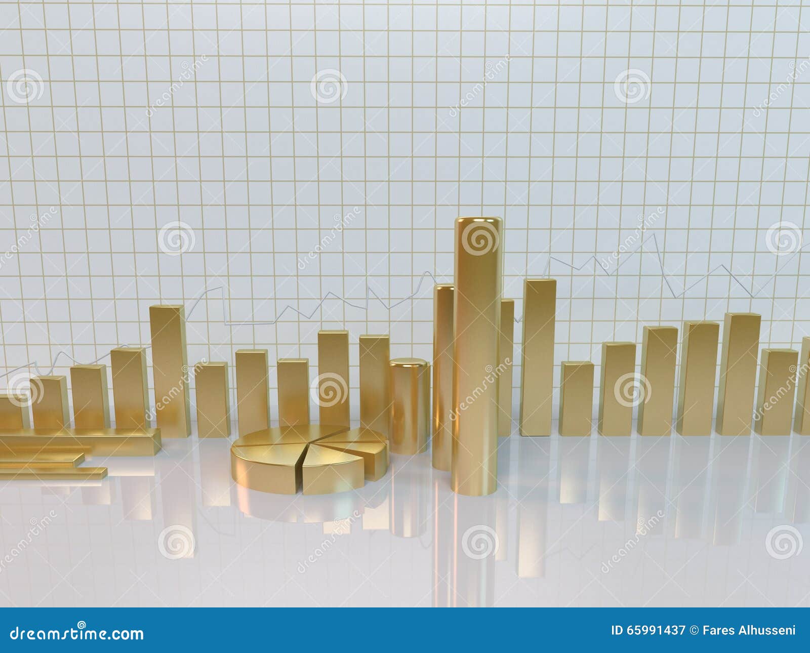 Golden Chart Business Concept Stock Illustration - Illustration of ...