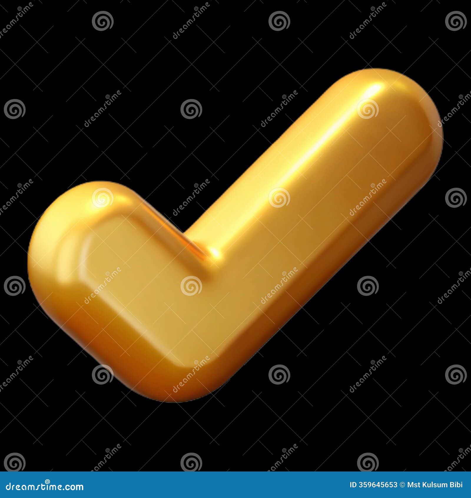 Golden Check Mark Symbol Floating On Blue Background Stock Photo ...