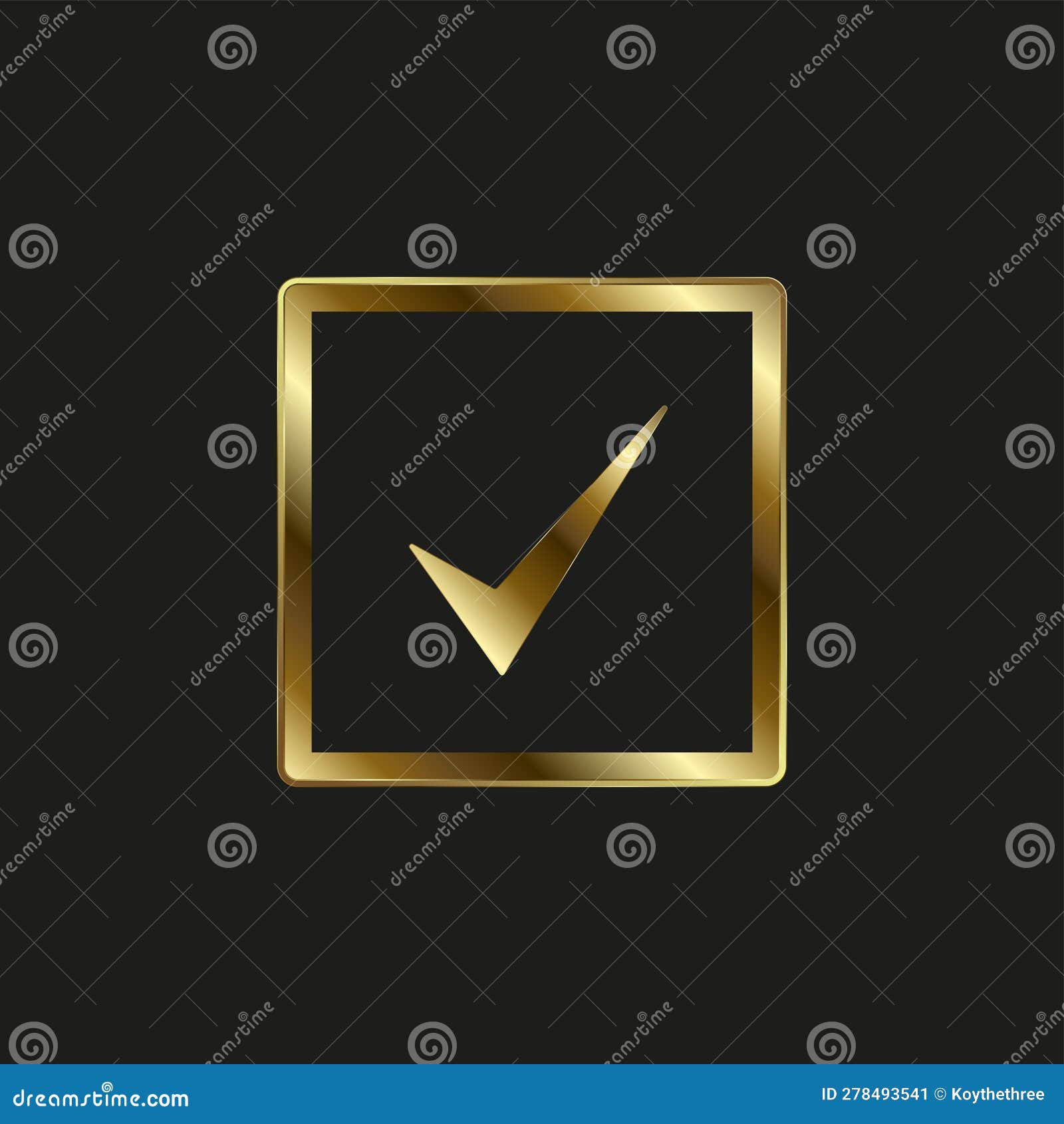 Golden Check and Selection Symbol, Icon, Mark Vector Illustration Stock ...