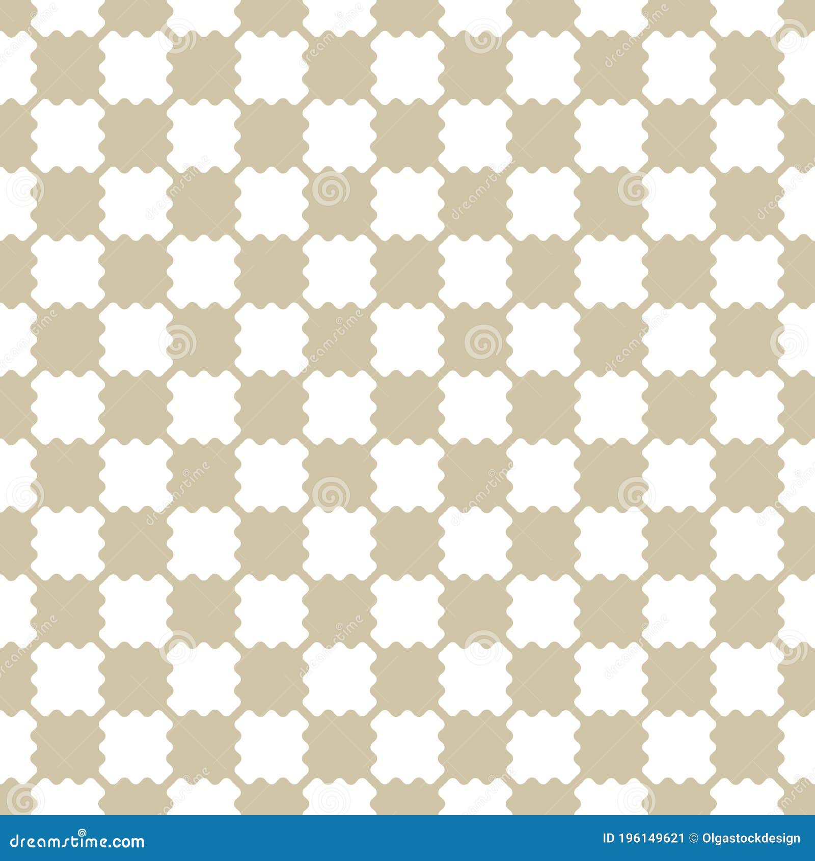 Golden Checkered Texture. Vector Seamless Pattern with Curved Shapes ...