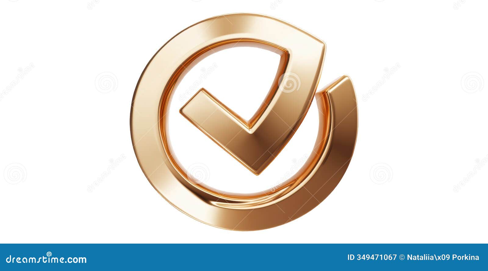 Golden Checkmark Symbol with Circular Design Isolated on Transparent ...