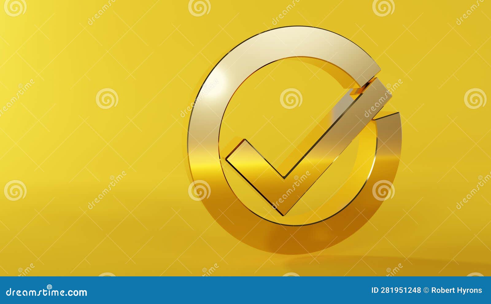 Set Of 3D Gold Checkmark, And X Mark Icon Sets. Checkmark The Right ...