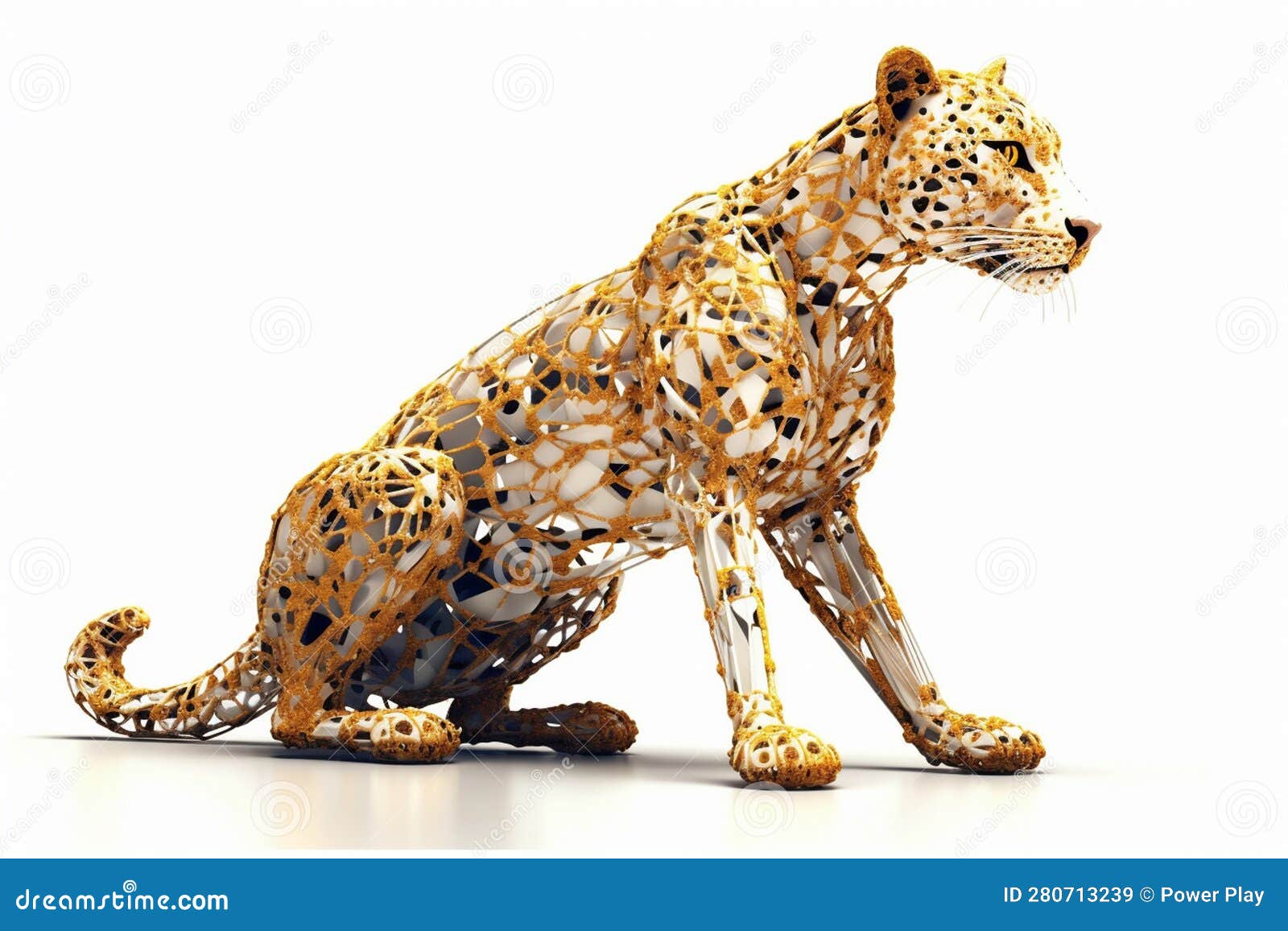 Golden Cheetah on White Background. 3D Illustration Stock Illustration ...