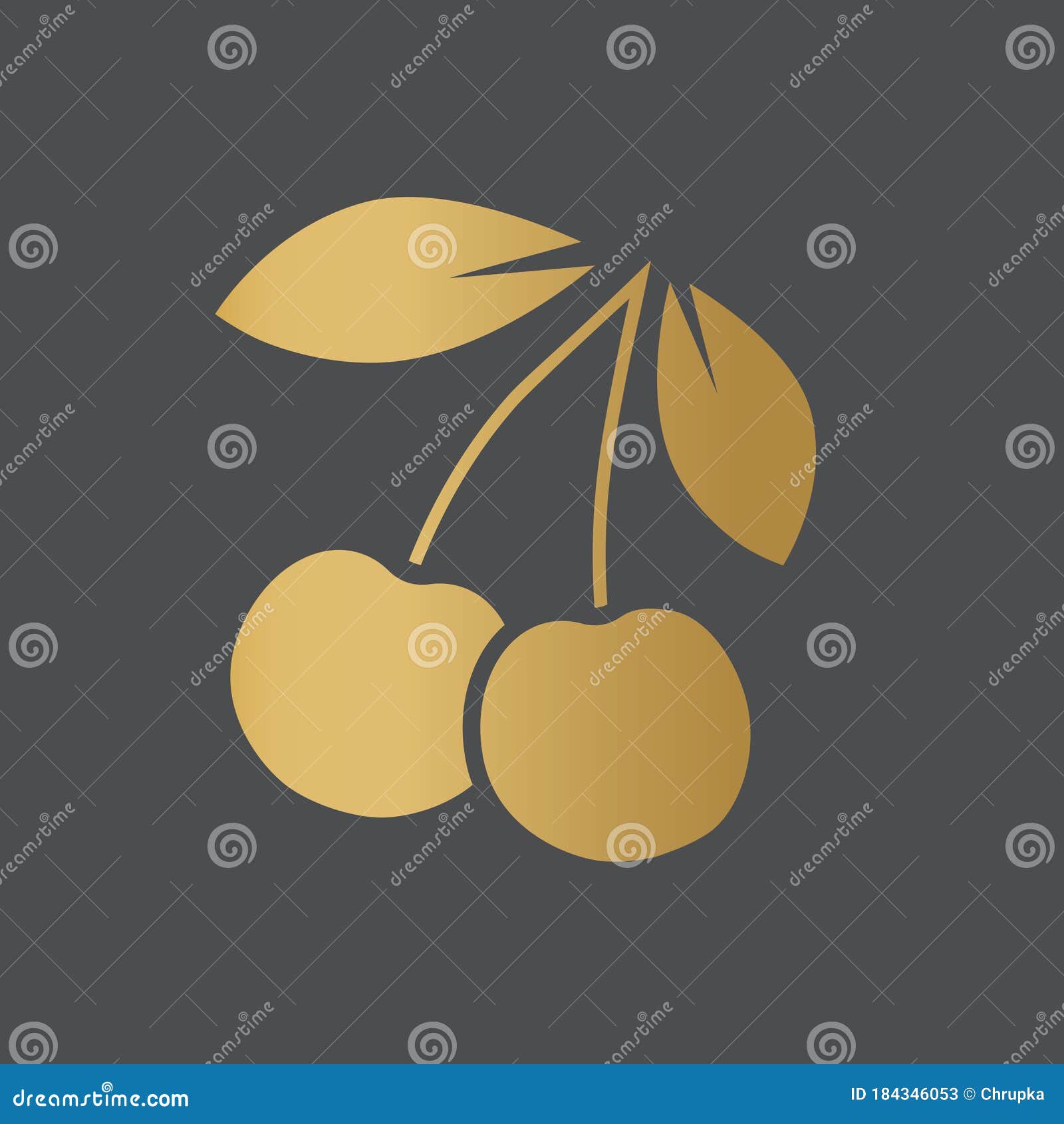 Golden cherry fruit icon stock vector. Illustration of dessert - 184346053