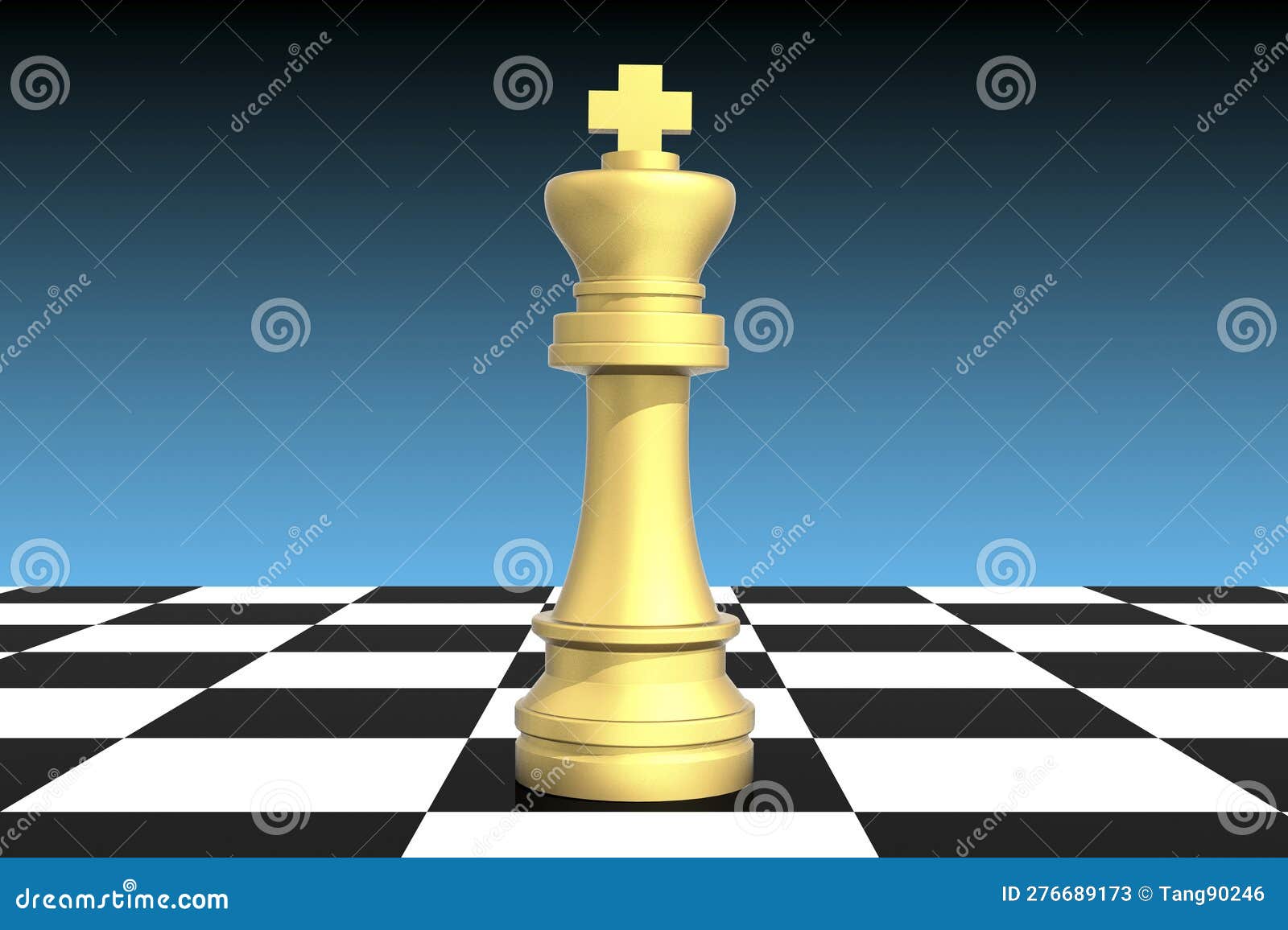 Golden Chess Figure King On Chess Board On Gray Background Royalty-Free ...