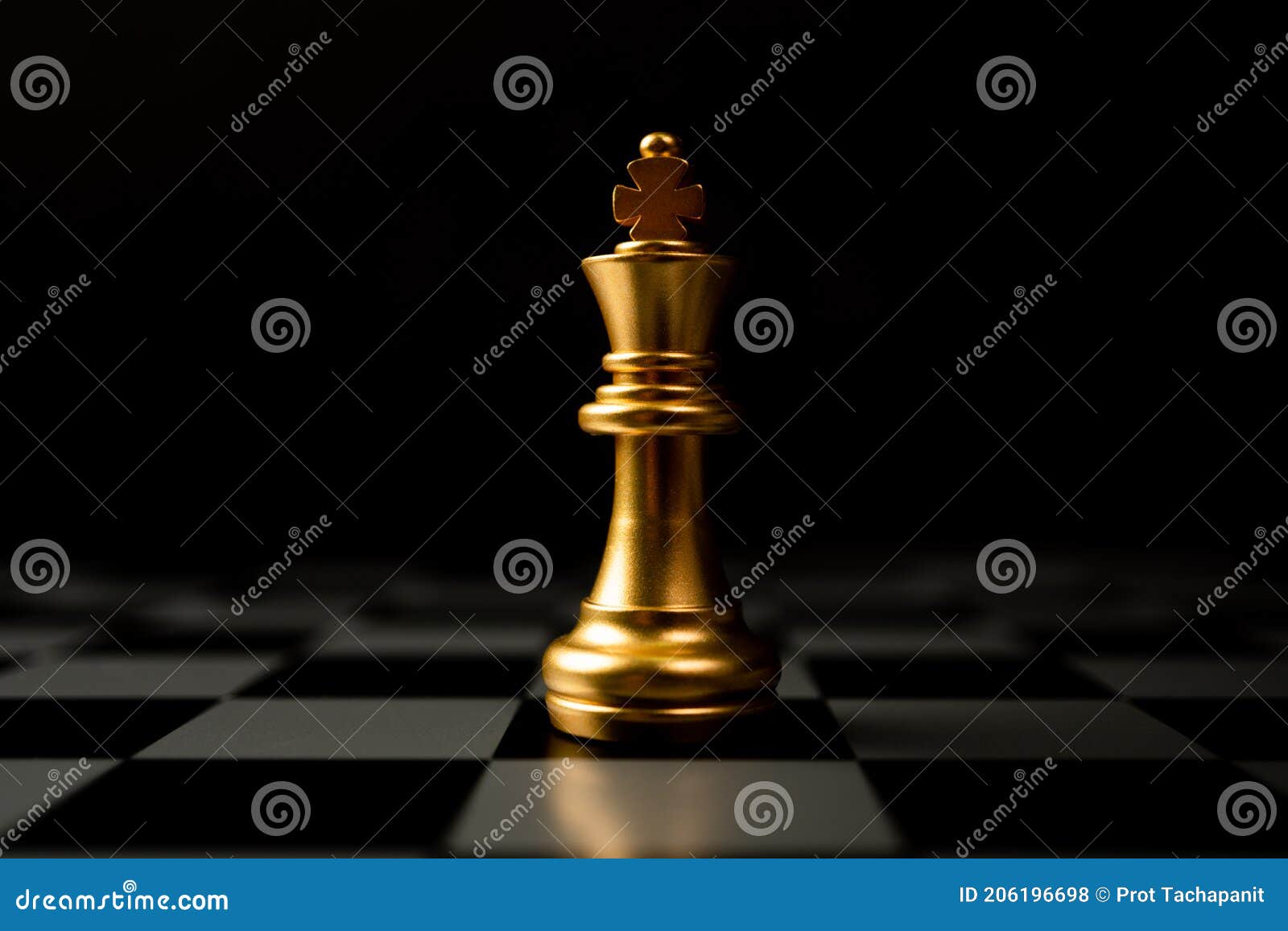 Golden Chess King Standing Alone on the Chessboard Stock Photo - Image ...