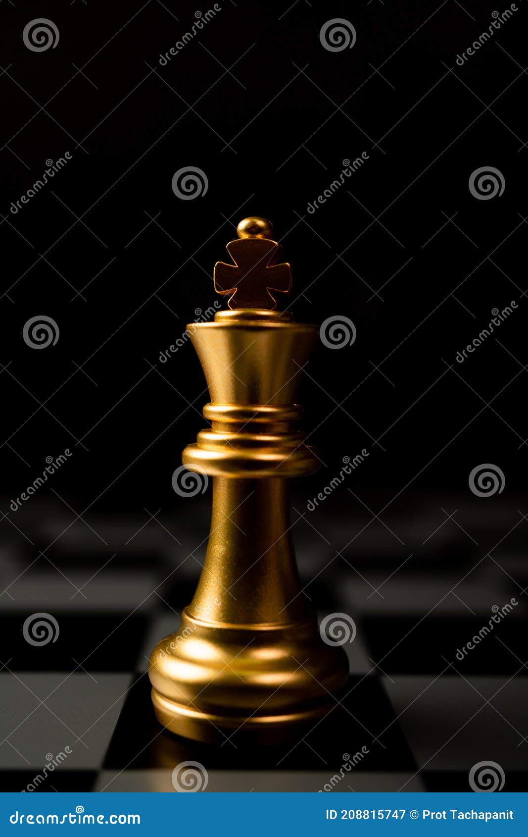 Golden Chess King Standing Alone on the Chessboard Stock Image - Image ...
