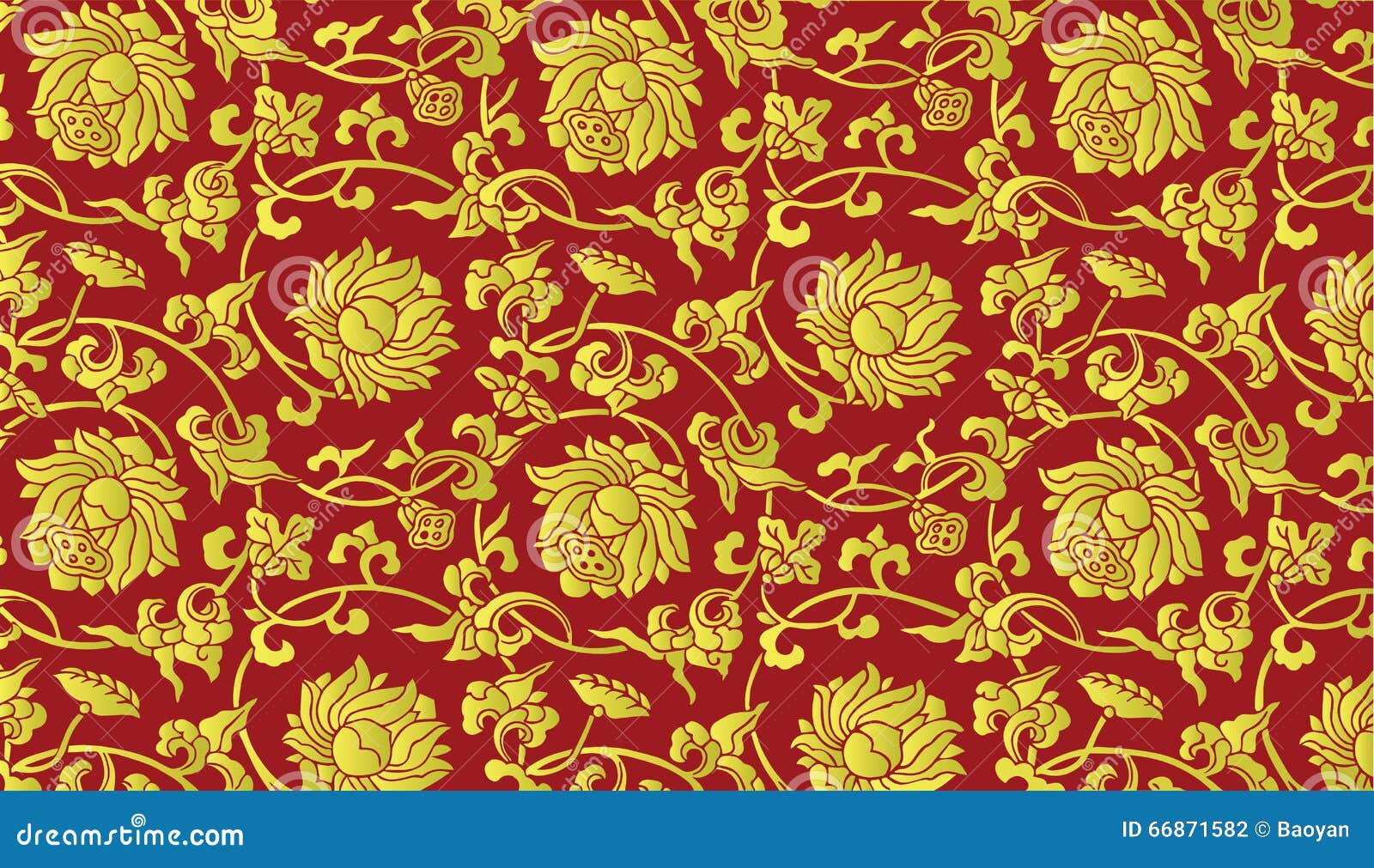 Golden Chinese Floral Pattern Stock Vector - Illustration of texture ...