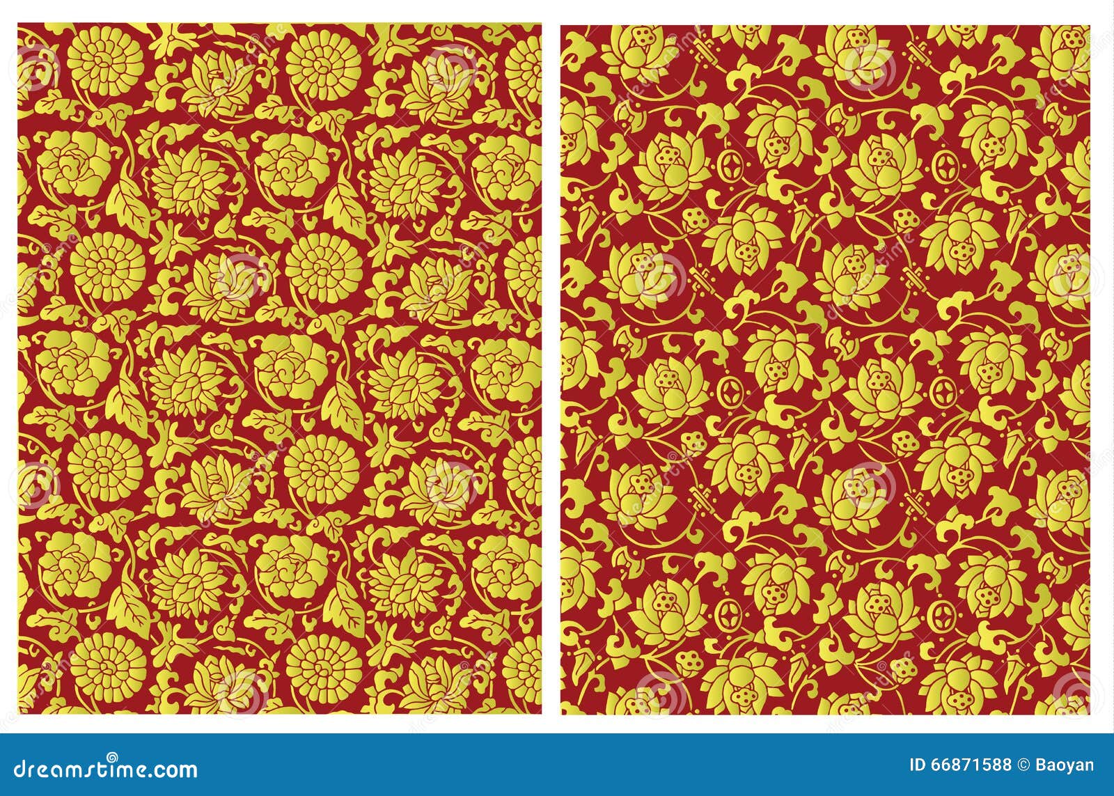 Golden Chinese Floral Pattern Stock Vector - Illustration of design ...