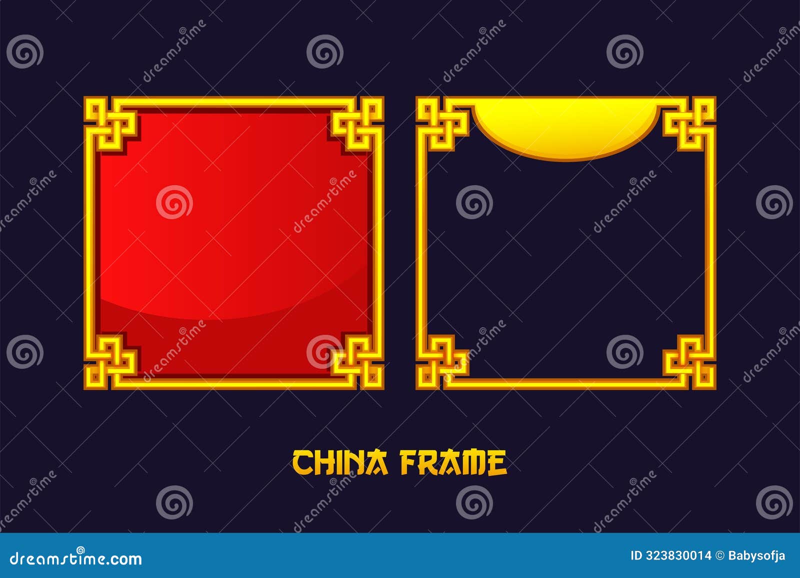 Golden Chinese Frames. Frame Decoration Square Stock Illustration ...