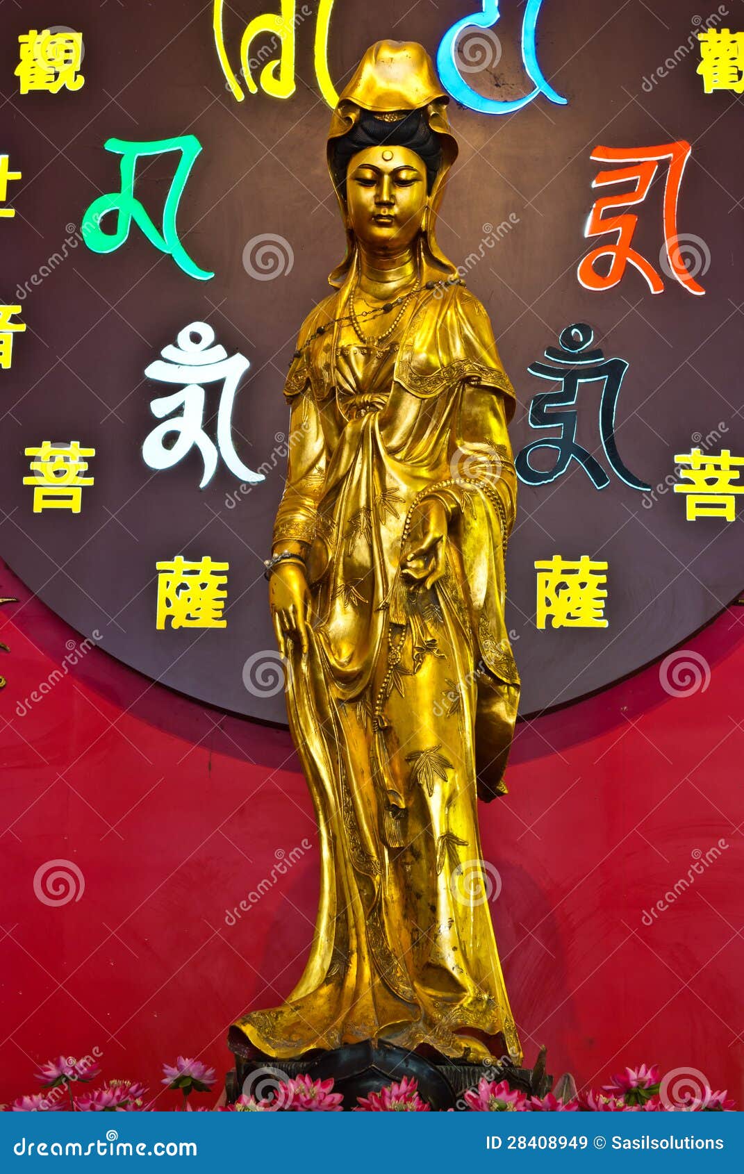 Golden Chinese goddess stock image. Image of female, mercy - 28408949
