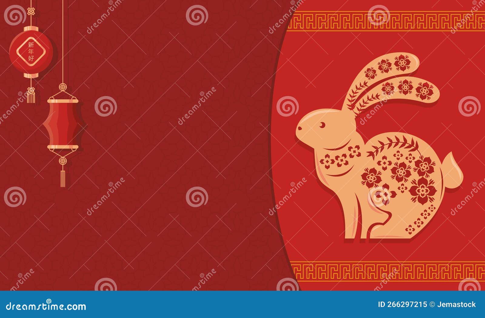 Golden Chinese Rabbit and Lamps Stock Vector - Illustration of lamps ...