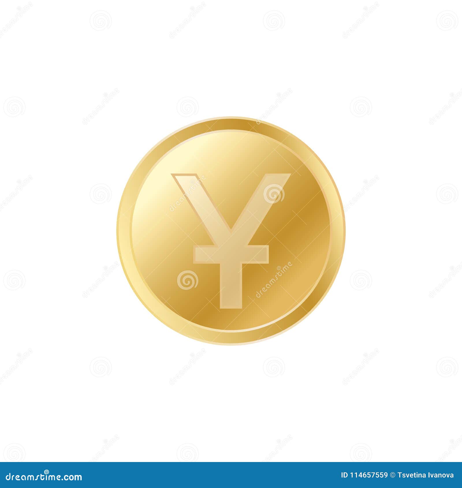 Golden Chinese Yuan Coin Realistic Lifelike Gold Yuan Coin Stock