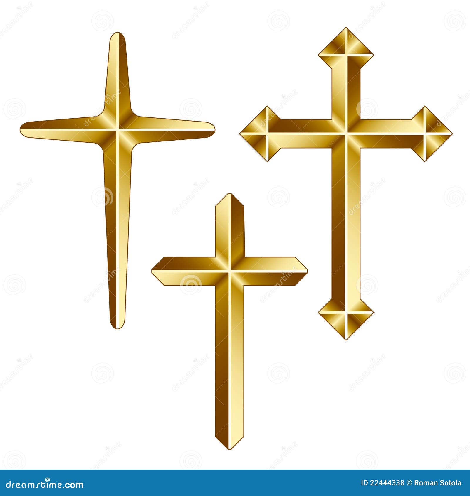 Golden Christian Cross. Realistic Cross Isolated On Background. Vector ...