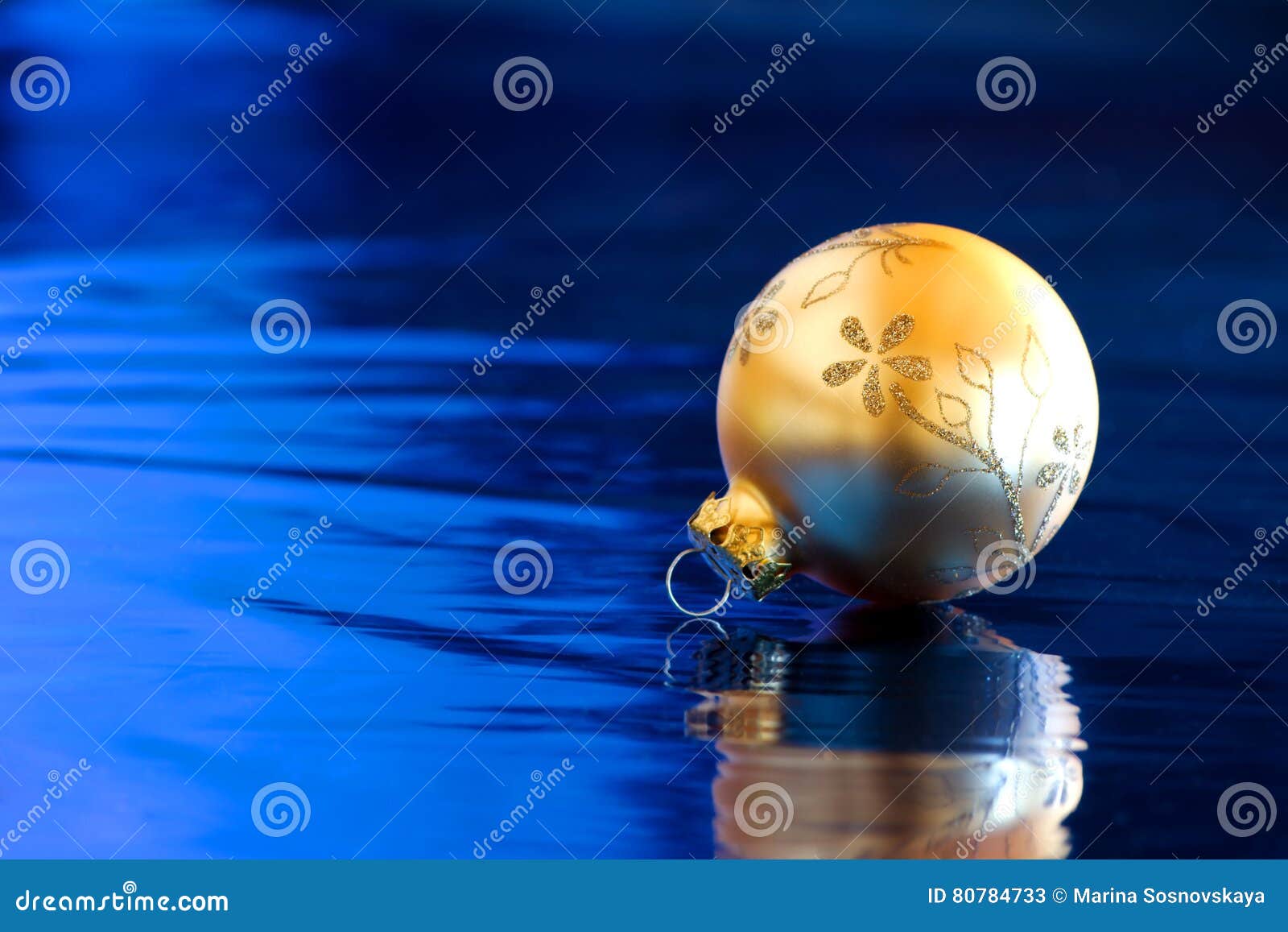 Golden Christmas Ball with Reflection Stock Image - Image of year ...