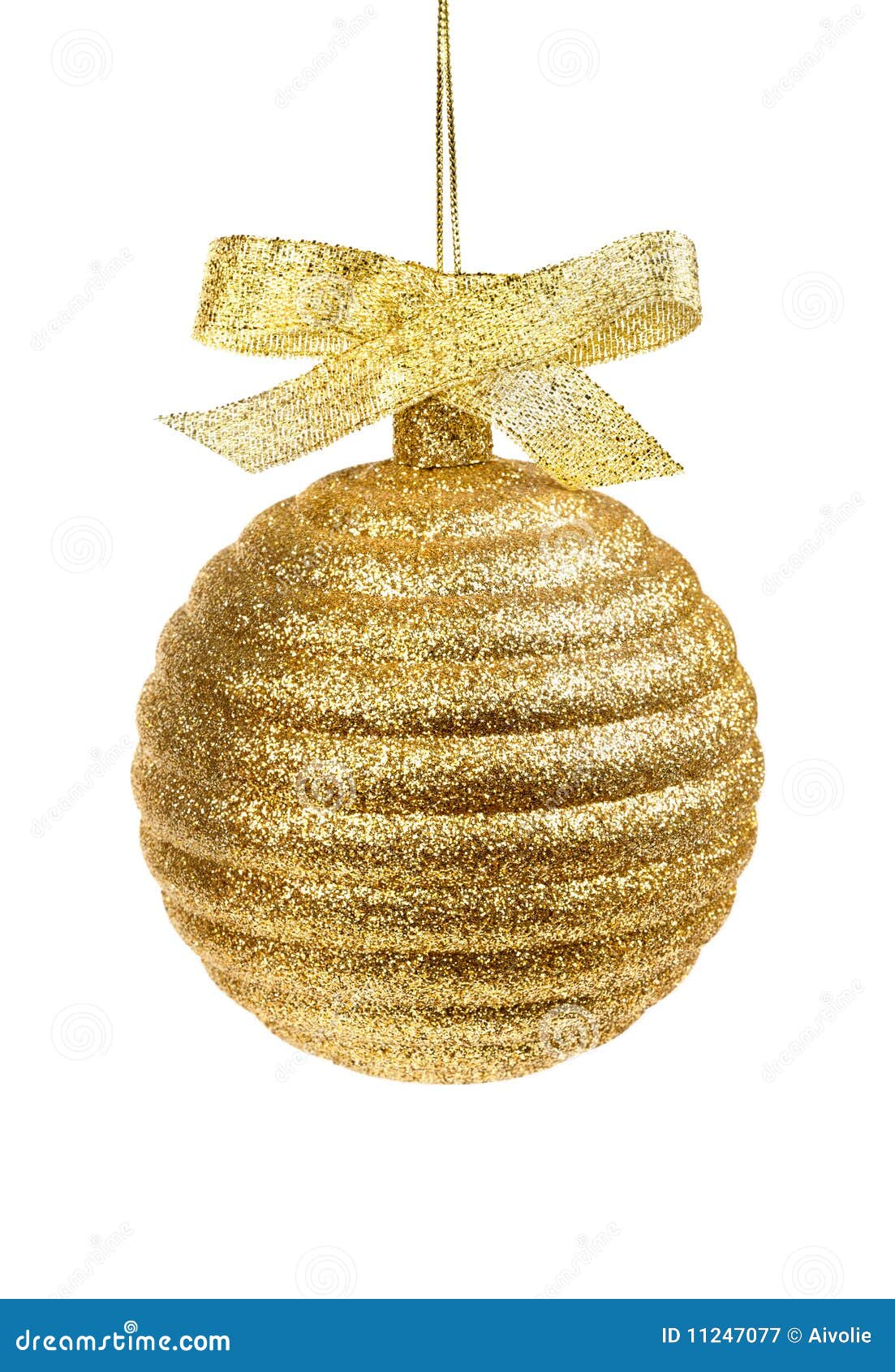 Golden Christmas Ball with Ribbon Stock Image - Image of decor, evening ...