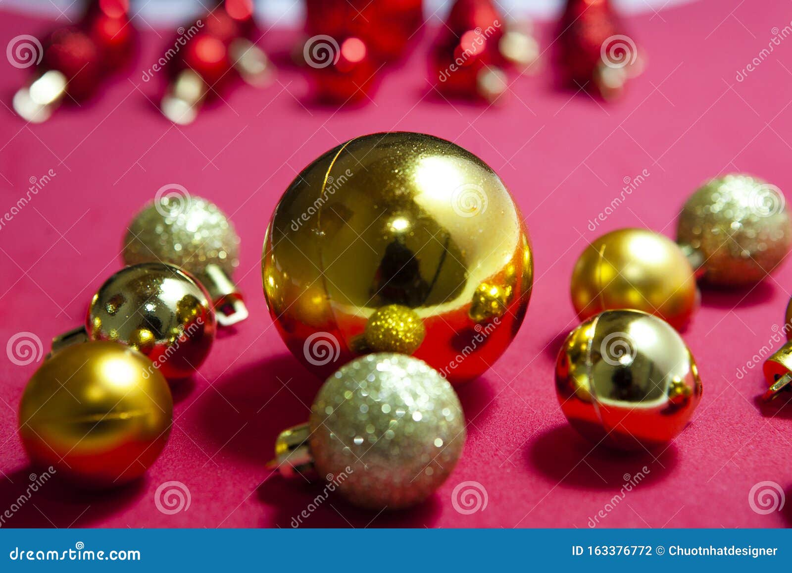Golden Christmas Balls with Tender Bokeh Stock Photo - Image of ...