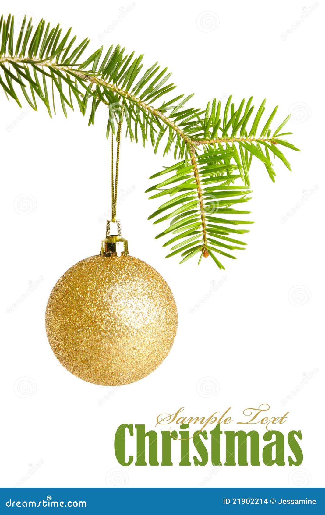 Golden Christmas Bauble on a String Stock Photo - Image of spruce ...