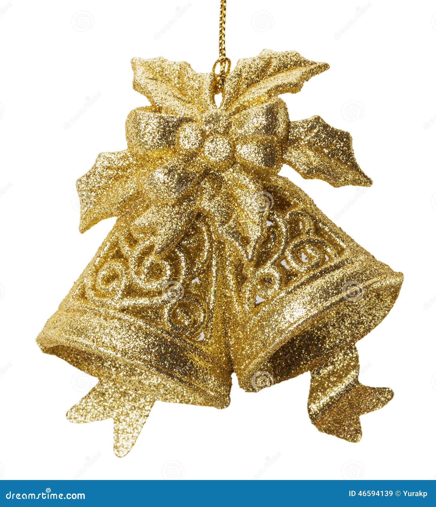 Golden Christmas Bells Isolated on the White Background Stock Image ...