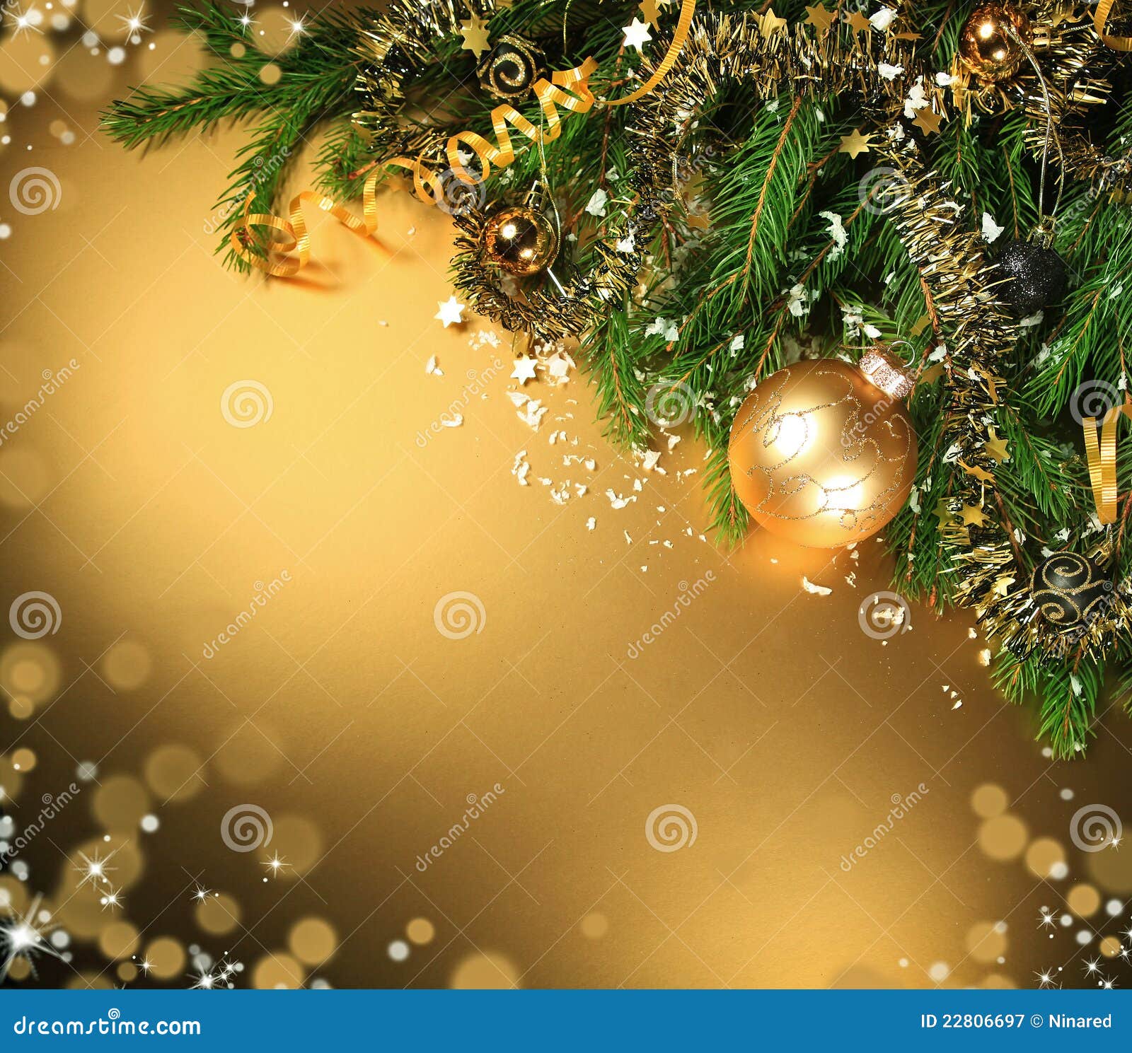 Golden christmas card stock image. Image of gift, border - 22806697