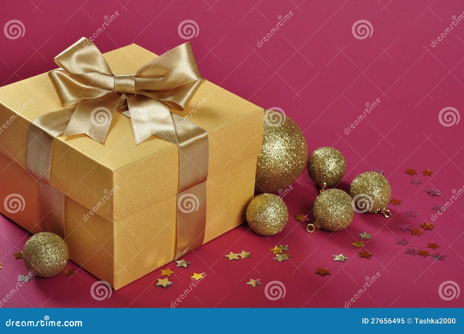 Golden Christmas gift box stock image. Image of gold - 27656495
