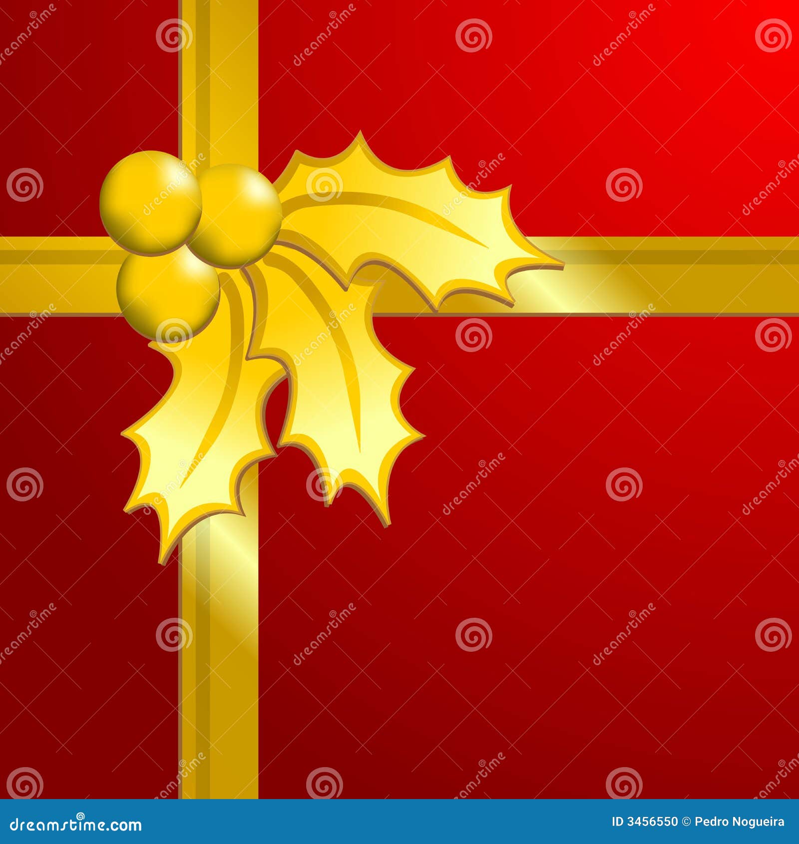 Golden Christmas Holly Gift Stock Vector - Illustration of gradient ...