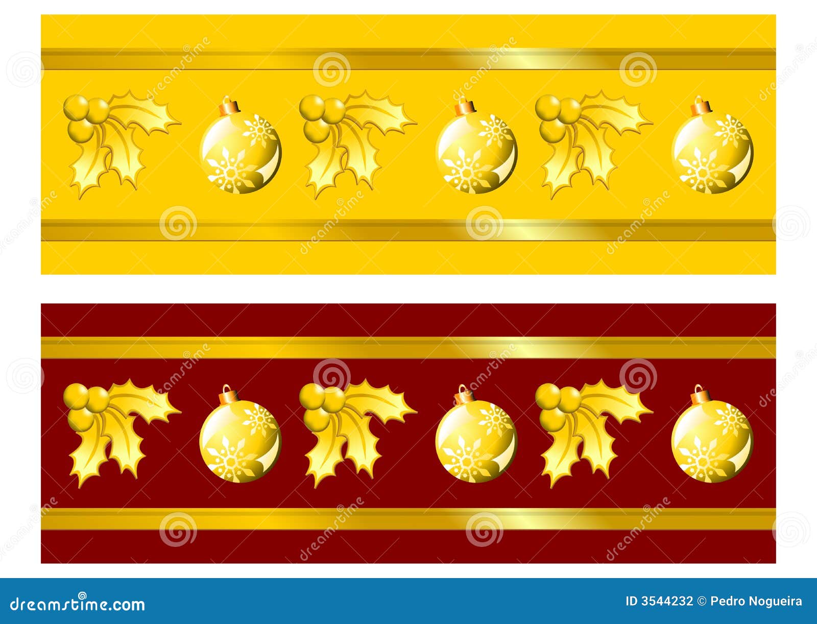 Golden Christmas ribbons stock vector. Illustration of border - 3544232