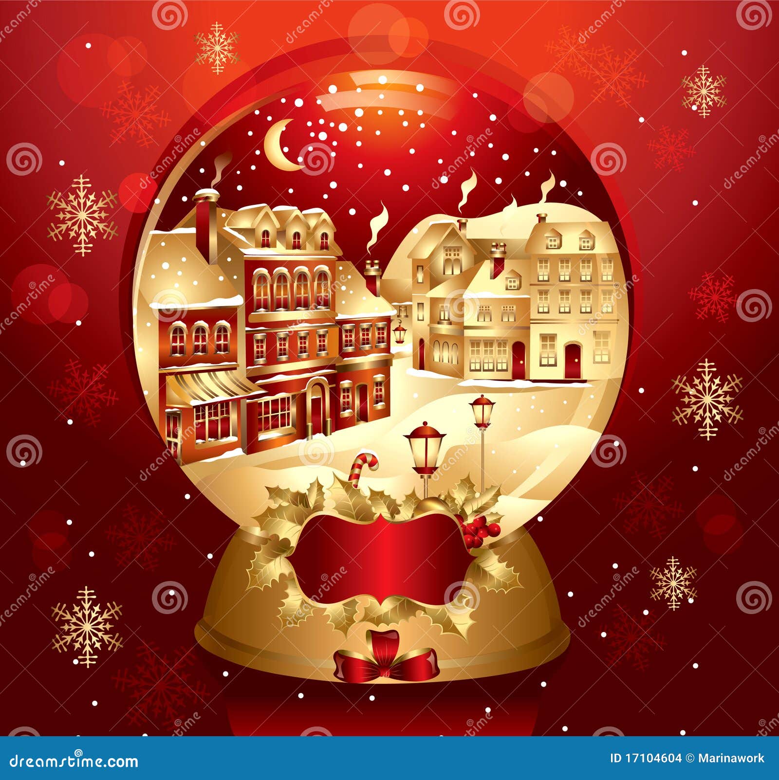 Golden Christmas Snow Globe Stock Vector - Illustration of celebration ...