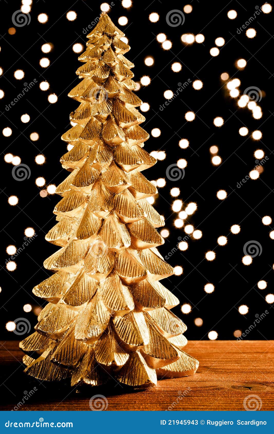 Golden Christmas tree stock image. Image of atmosphere - 21945943