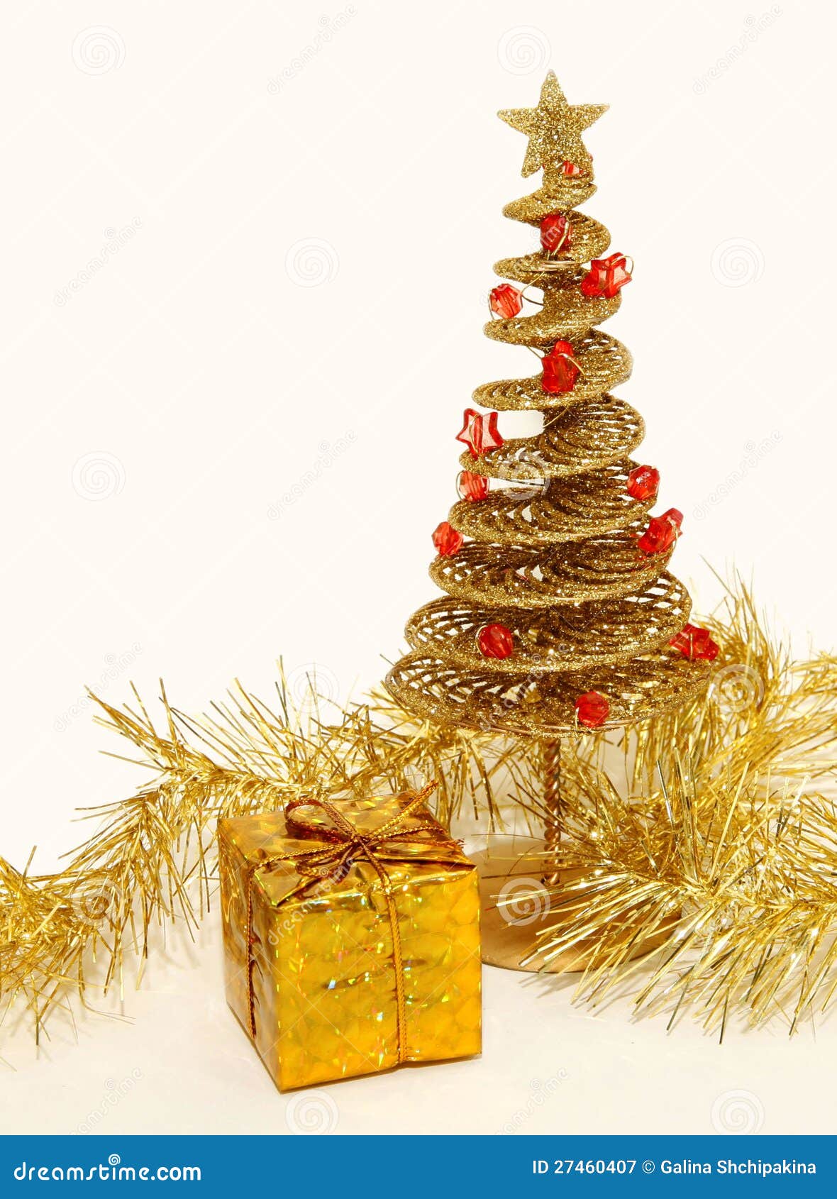 Golden Christmas tree . stock image. Image of year, cards - 27460407