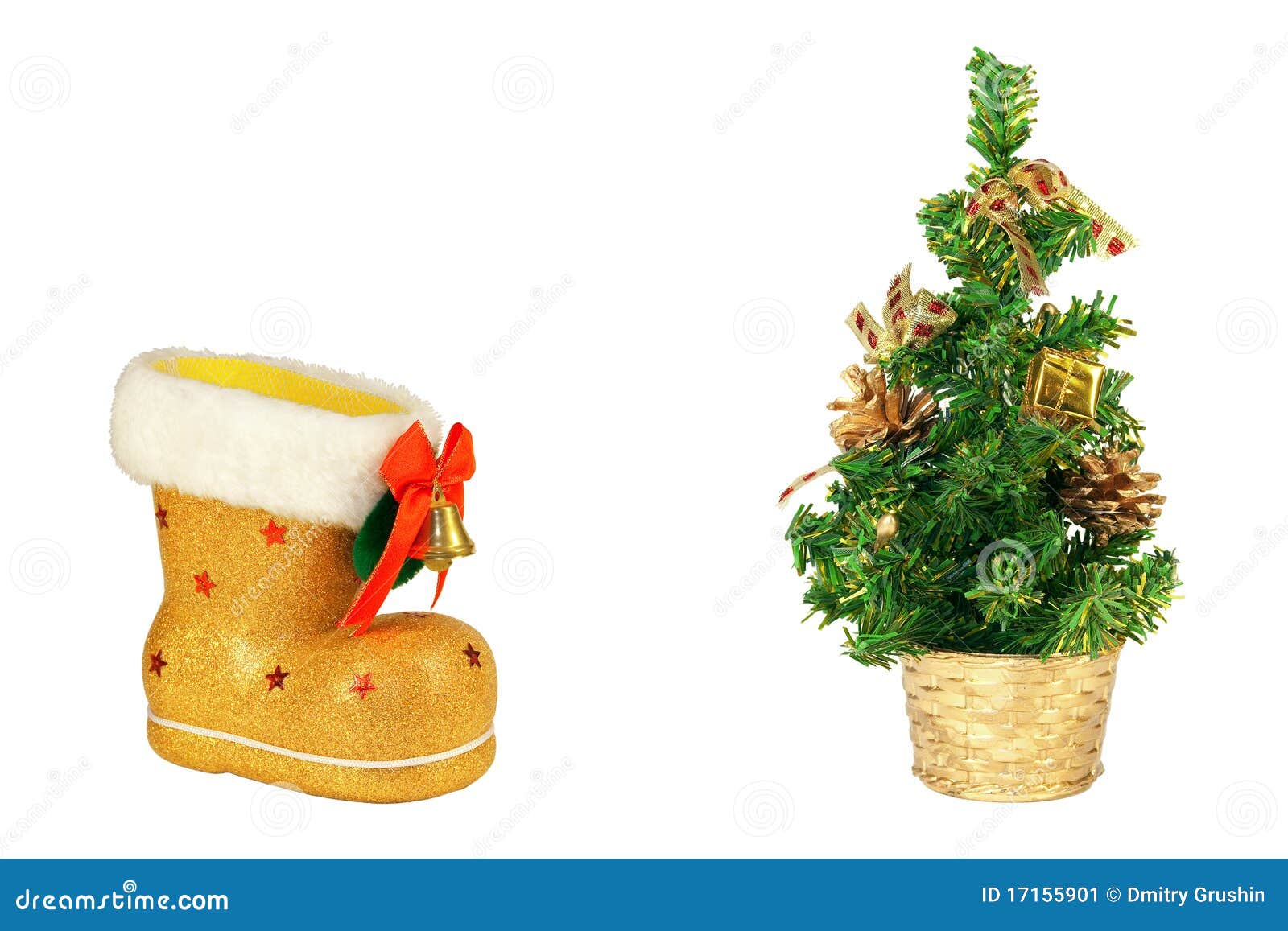 Golden Christmas Tree And Boots Stock Image - Image of christmas ...