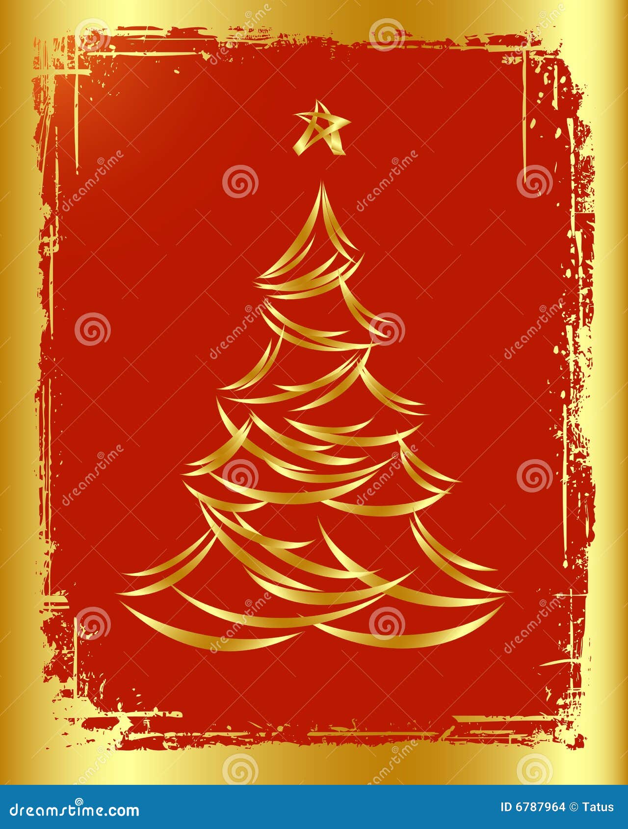Golden Christmas Tree Design. Stock Vector - Illustration of gold ...