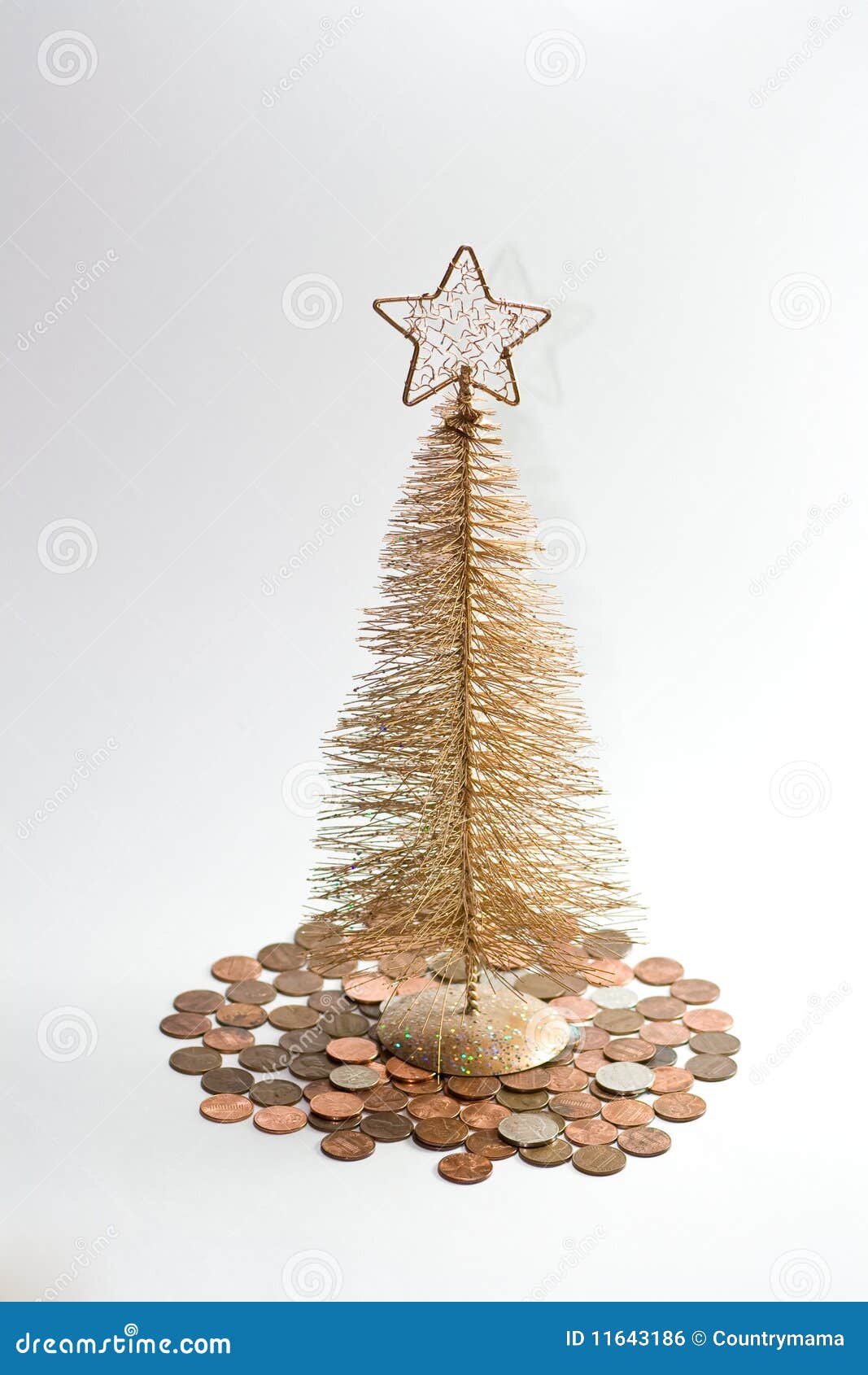 Golden Christmas Tree on Money. Stock Photo - Image of gold, nickels ...