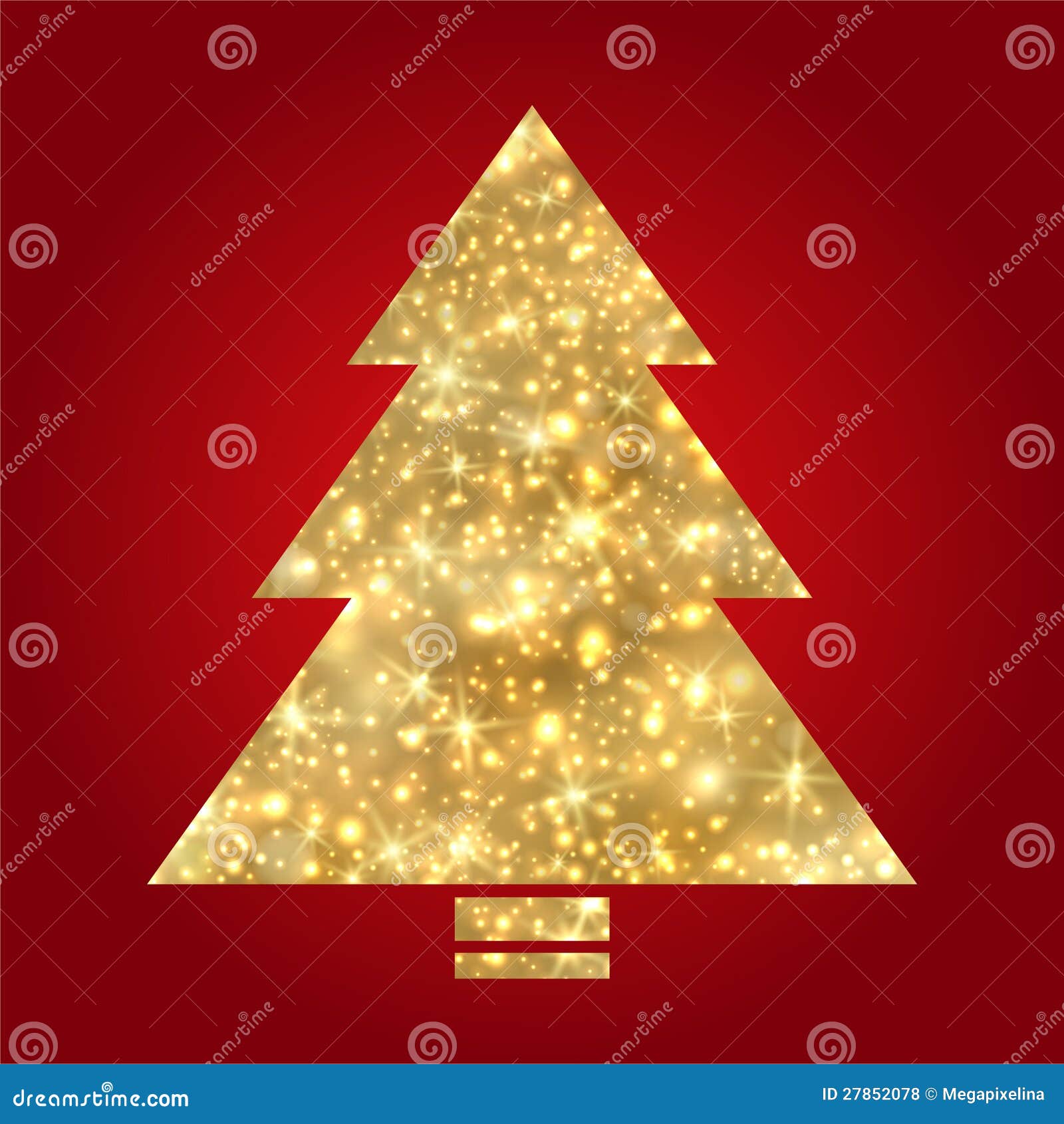 Golden Christmas Tree on Red Background Stock Photo - Image of ...
