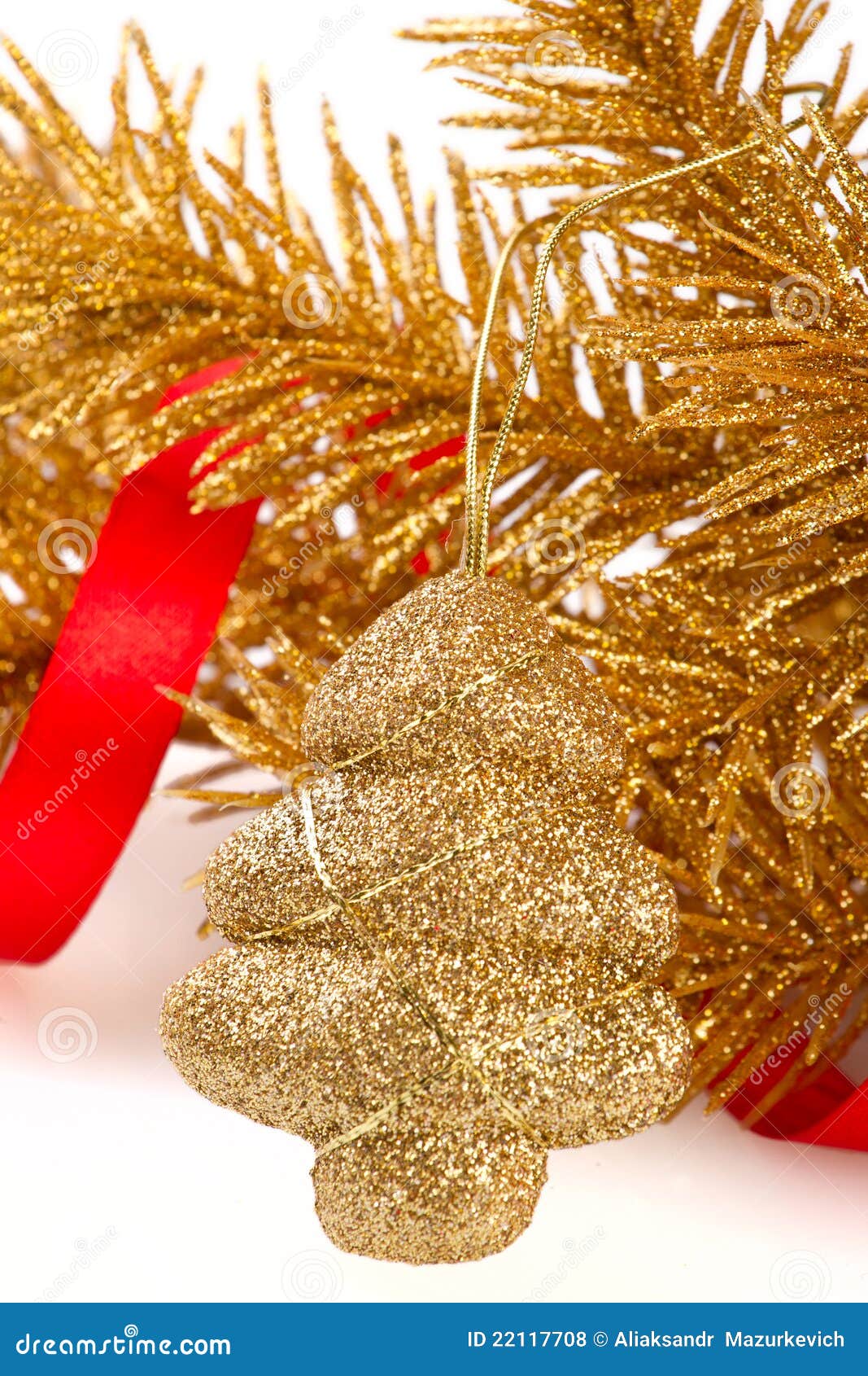 Golden christmas tree toy stock photo. Image of decor - 22117708