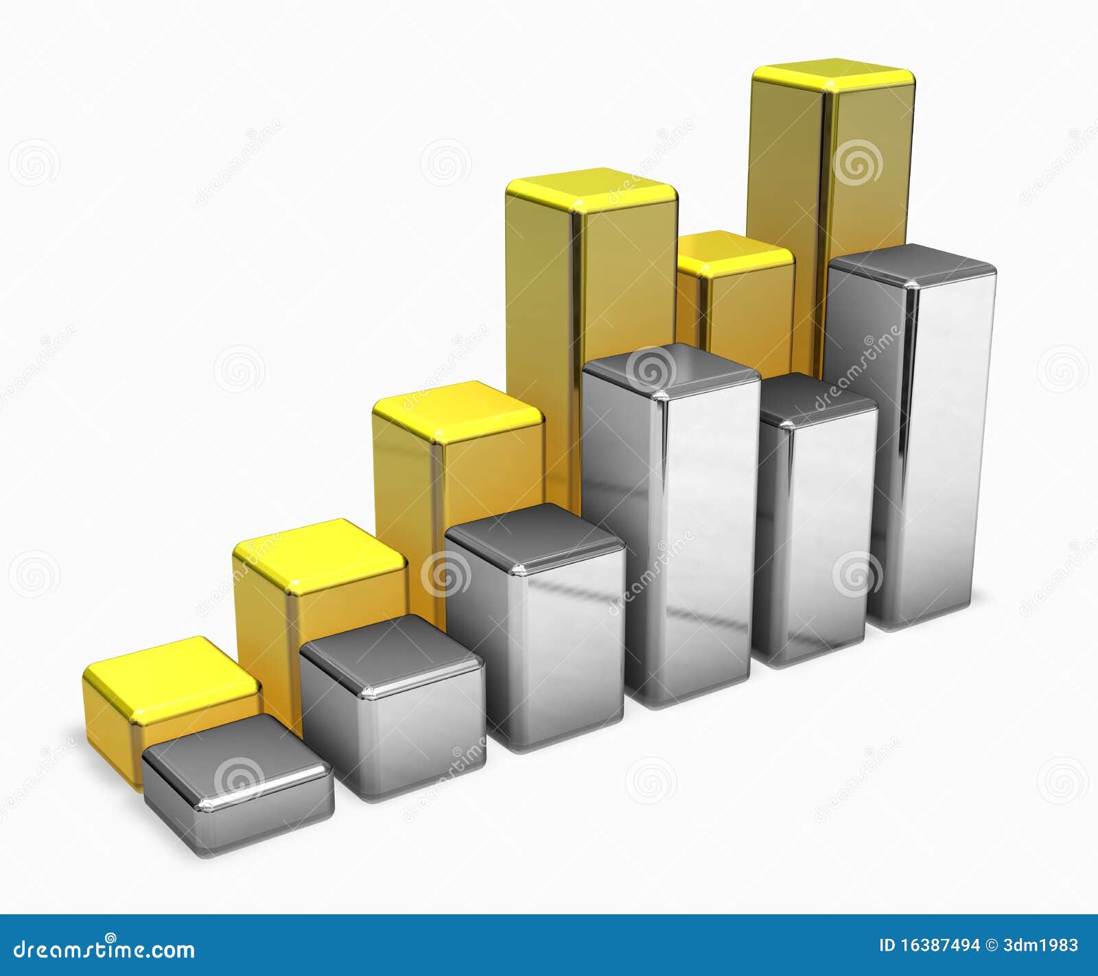 Golden Chrome 3d Graph Bars Stock Photo | CartoonDealer.com #16387494