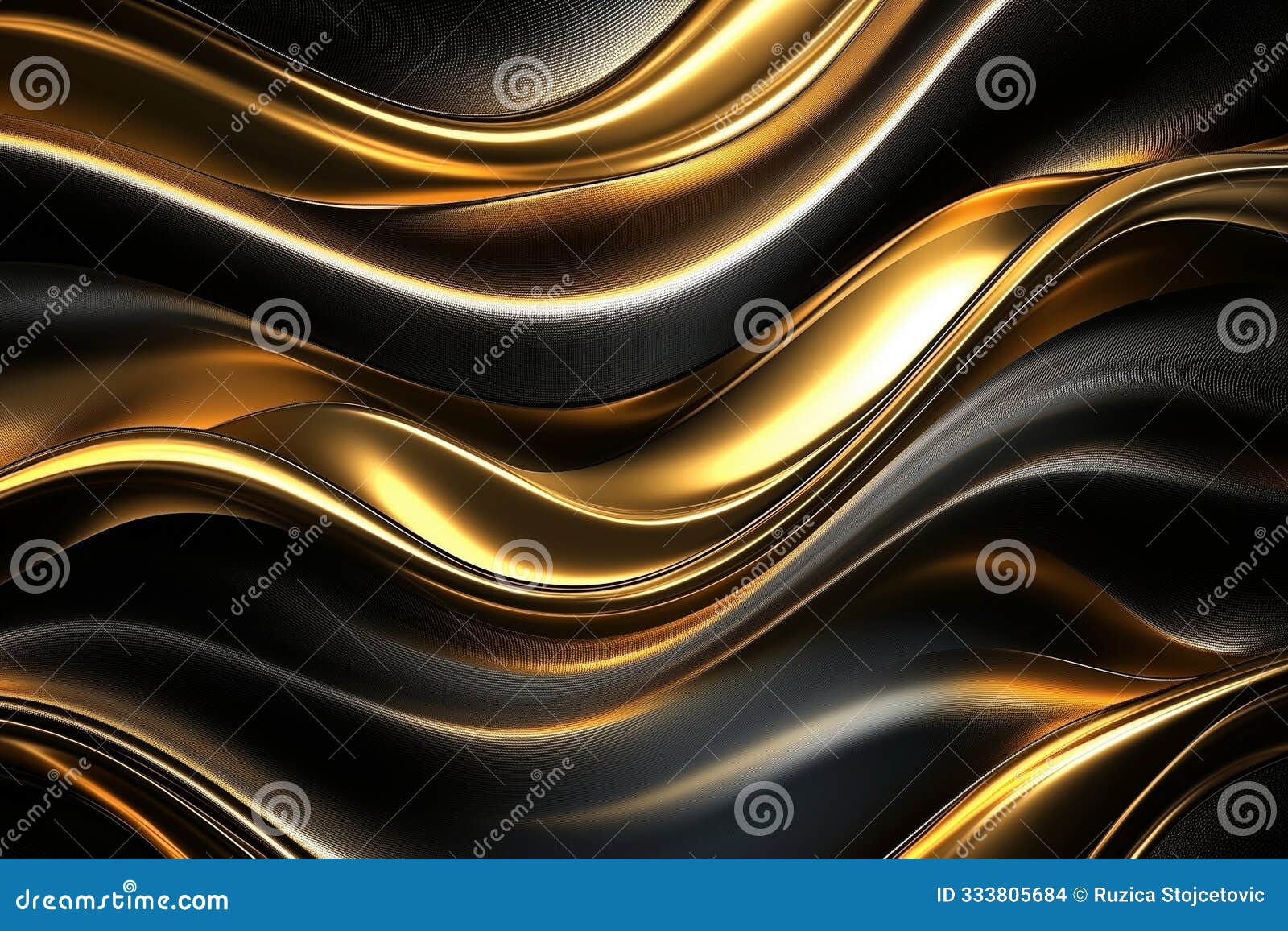 Golden Chrome Metal Texture Background with Waves Ai Photo Stock ...
