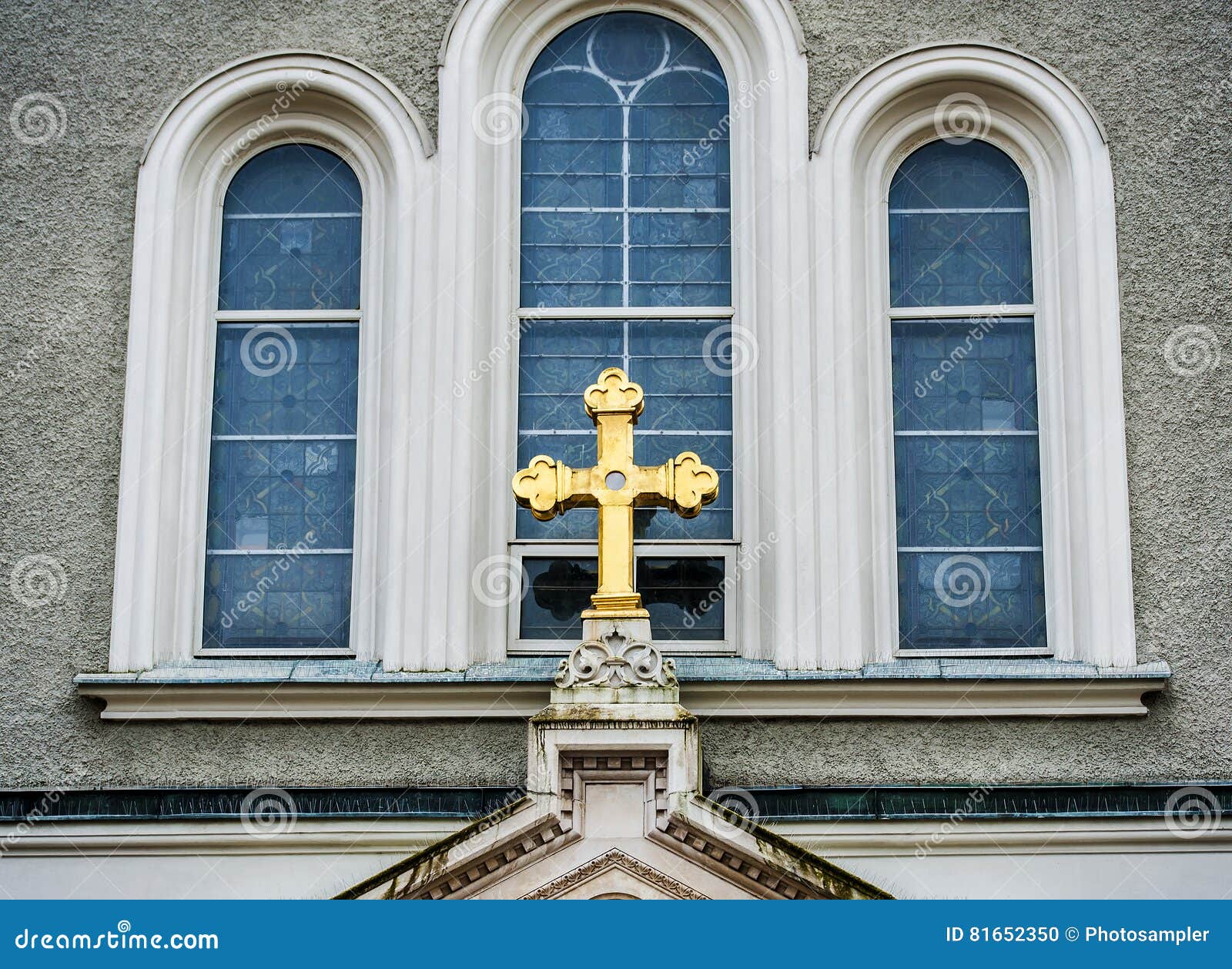 Golden Church Cupolas And Crosses. Blue Sky Background. Stock ...