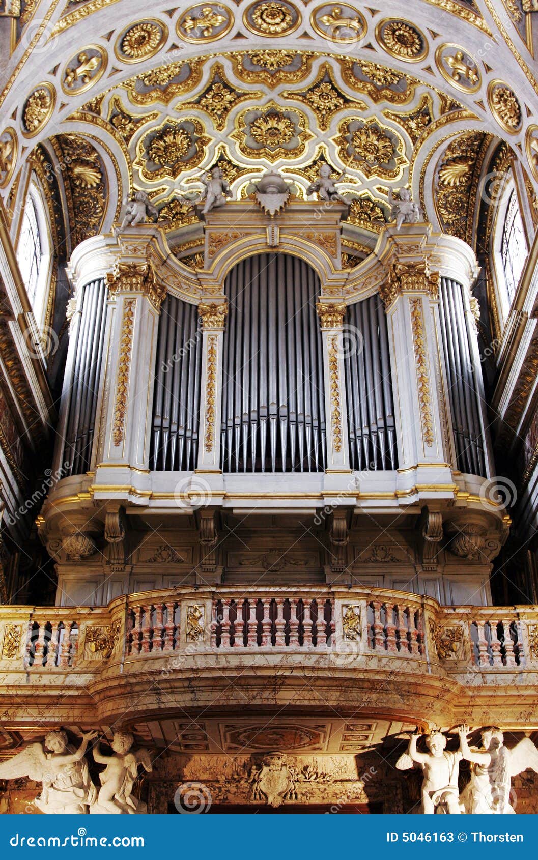 Golden Church Pipe Organ stock image. Image of italian - 5046163