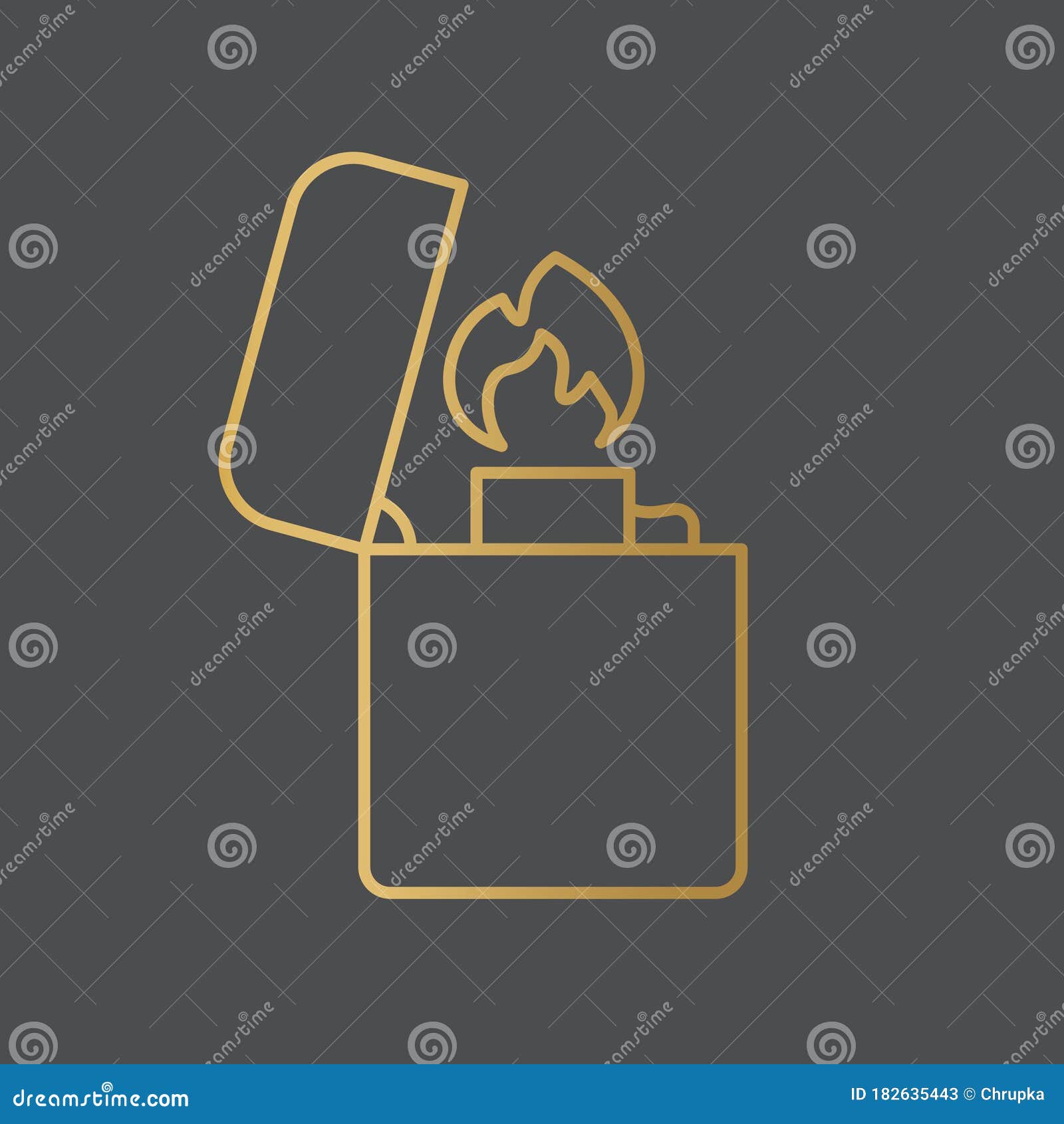 Golden Cigarette Lighter Icon Stock Vector - Illustration of flame ...