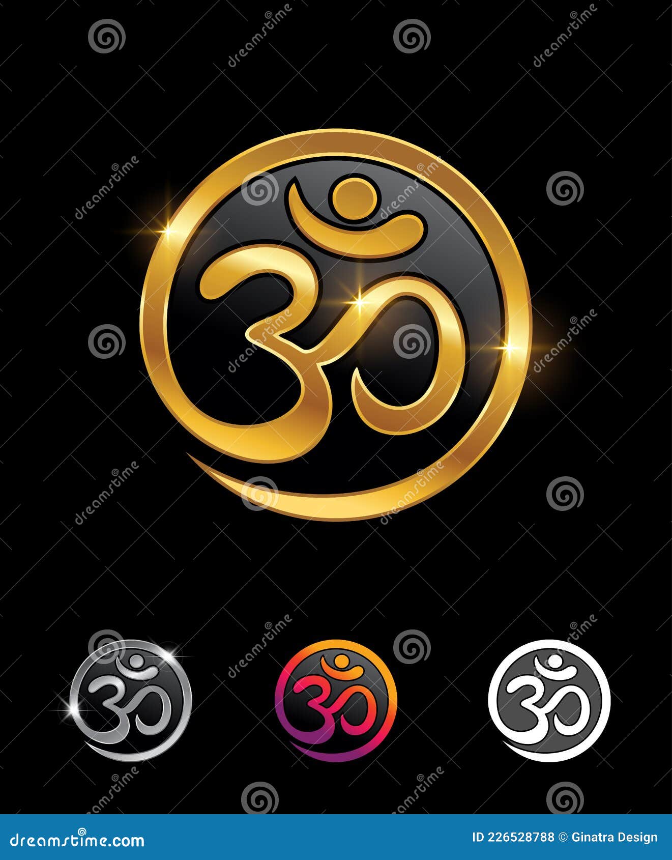 Golden Circle Aum Om Ohm Symbol Stock Vector - Illustration of golden ...