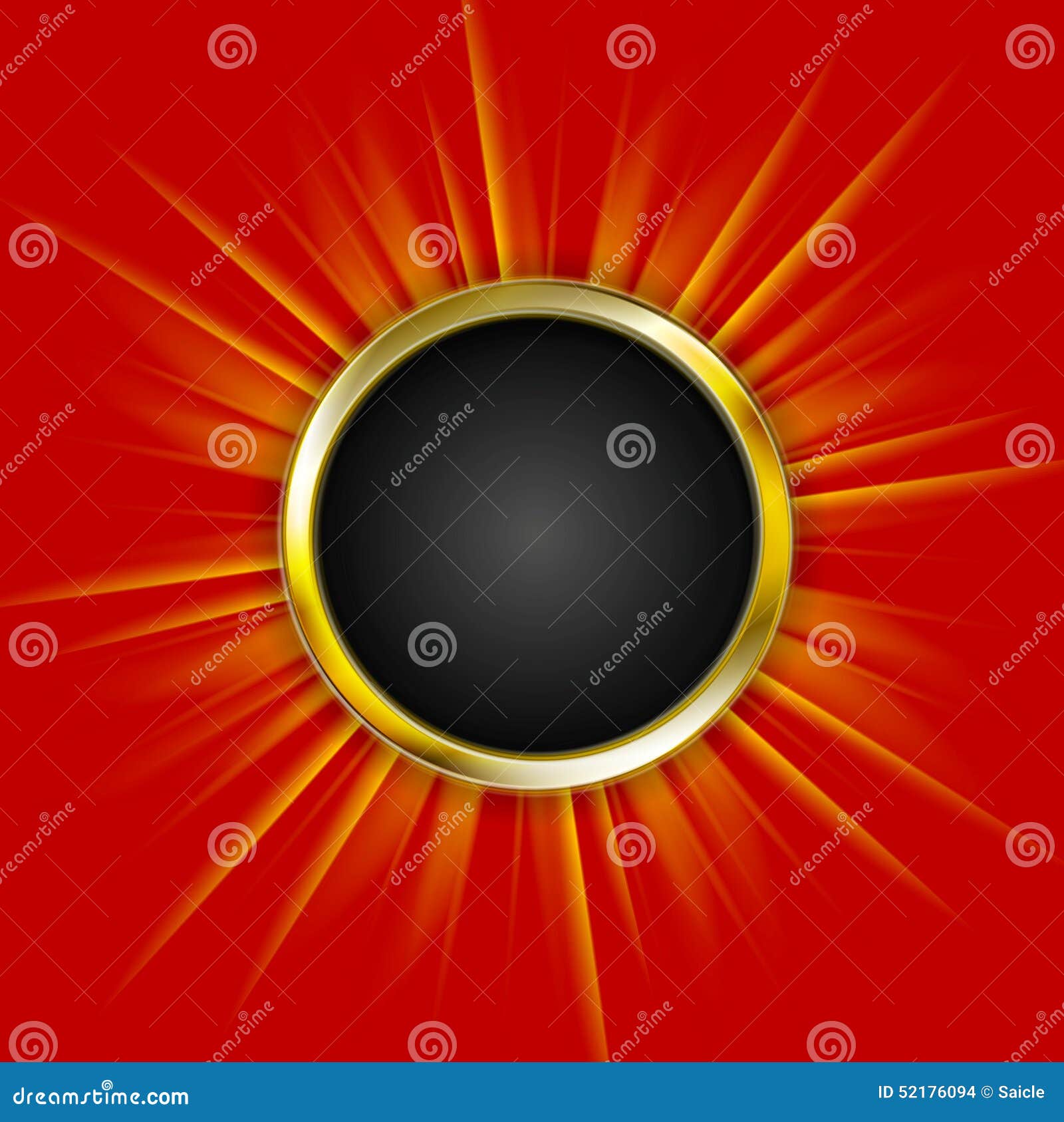 Golden Circle and Beams on Red Background Stock Vector - Illustration ...