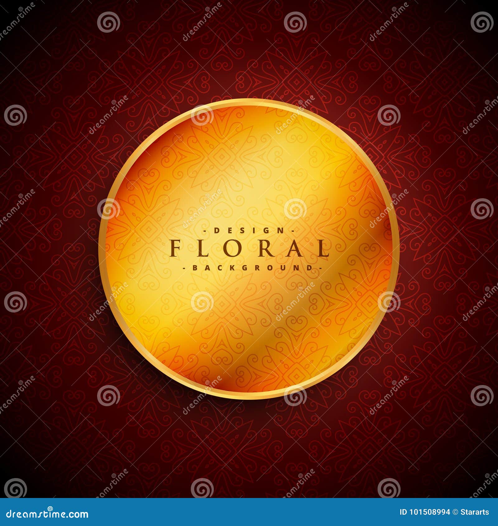Golden Circle Frame on Red Background Stock Vector - Illustration of ...