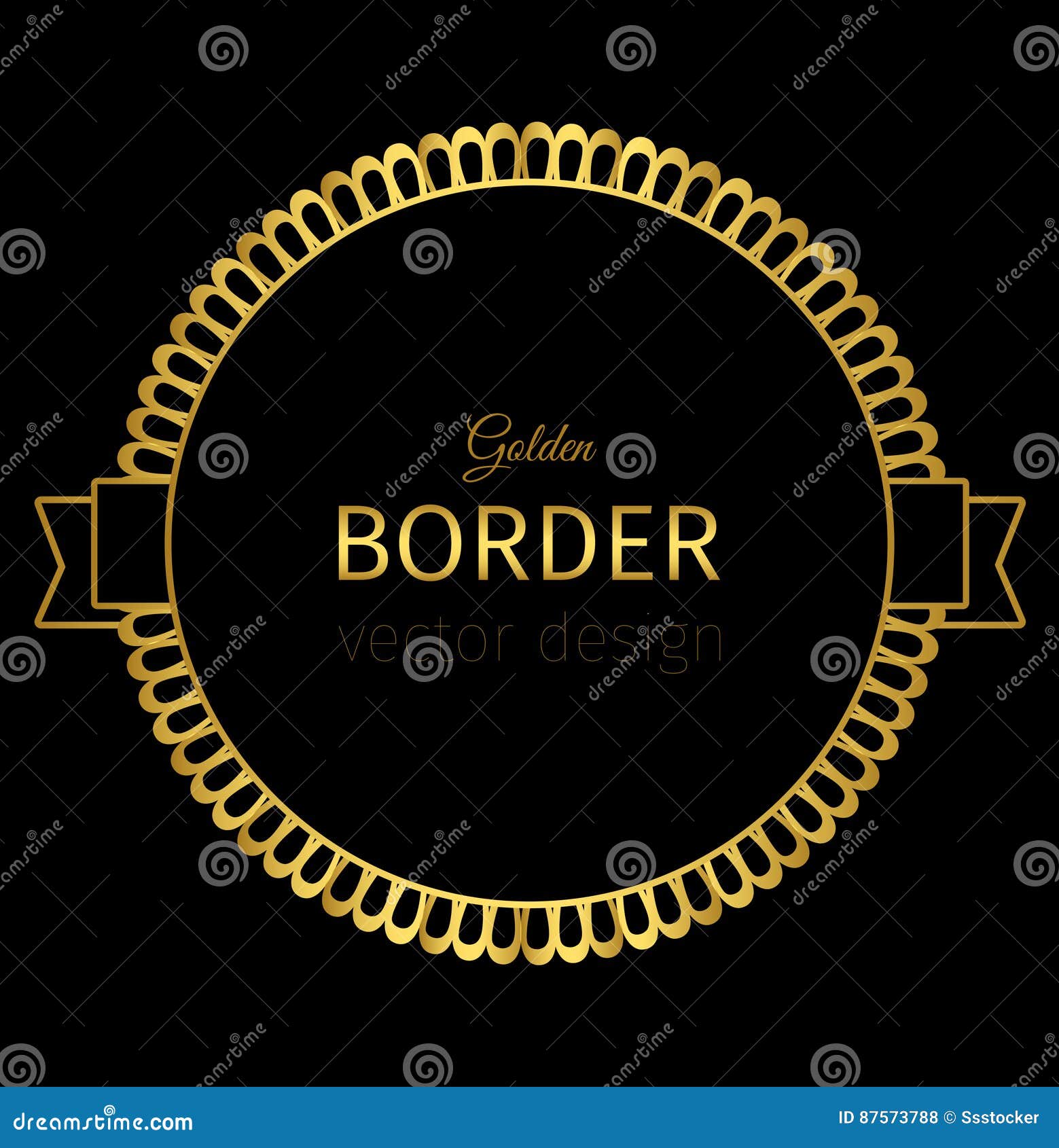 Golden Circle Label with Lacy Border Stock Vector - Illustration of ...