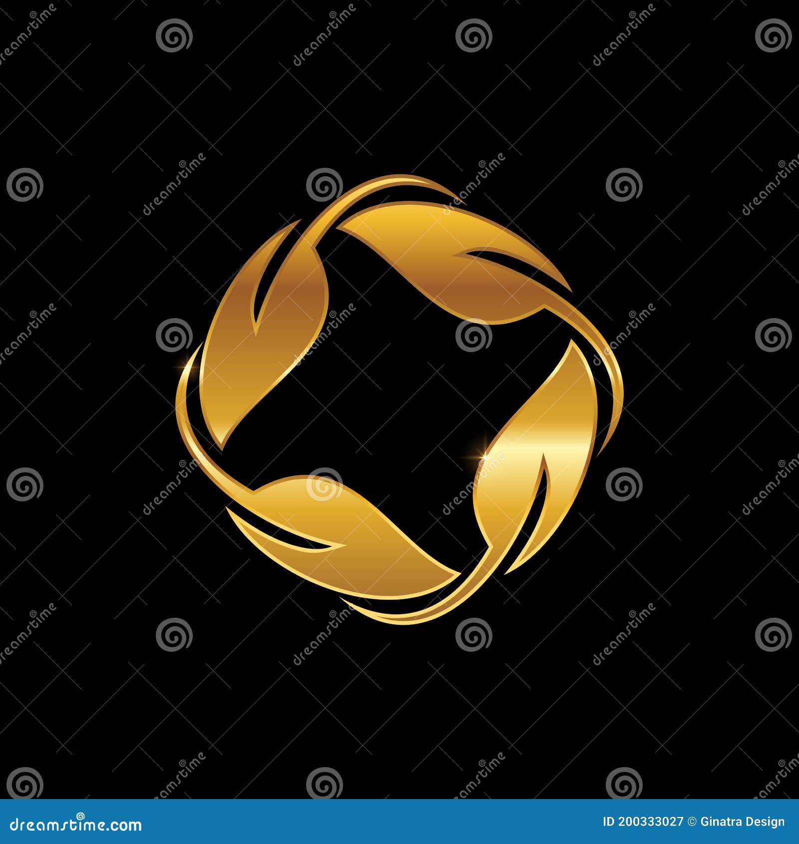 Golden Circle Leaf Sign stock vector. Illustration of element - 200333027