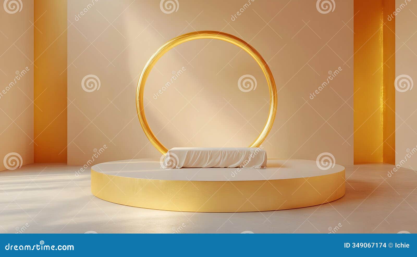 Golden Circle and Platform 3D Illustration Stock Illustration ...