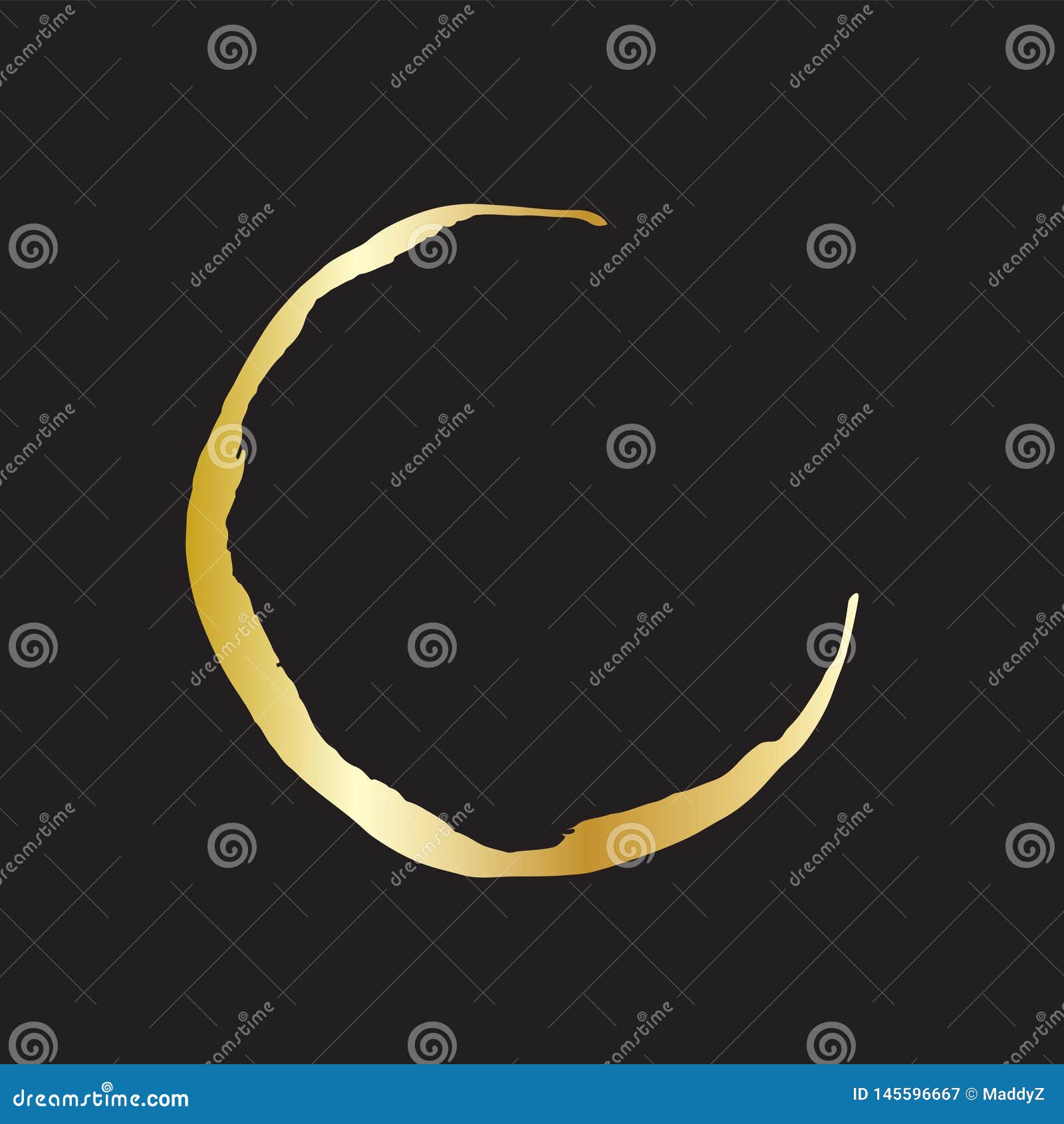 Golden Circle, Round Ink Brush Stroke. Logo Template, Design Element ...