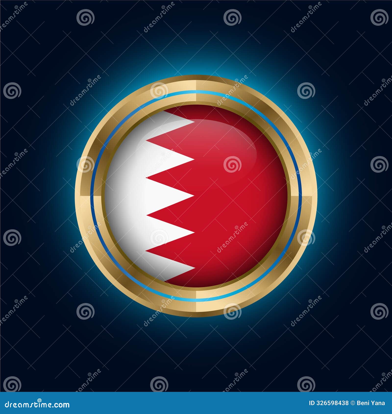 Golden Circle Shaped Illustration of Flag Bahrain Stock Illustration ...
