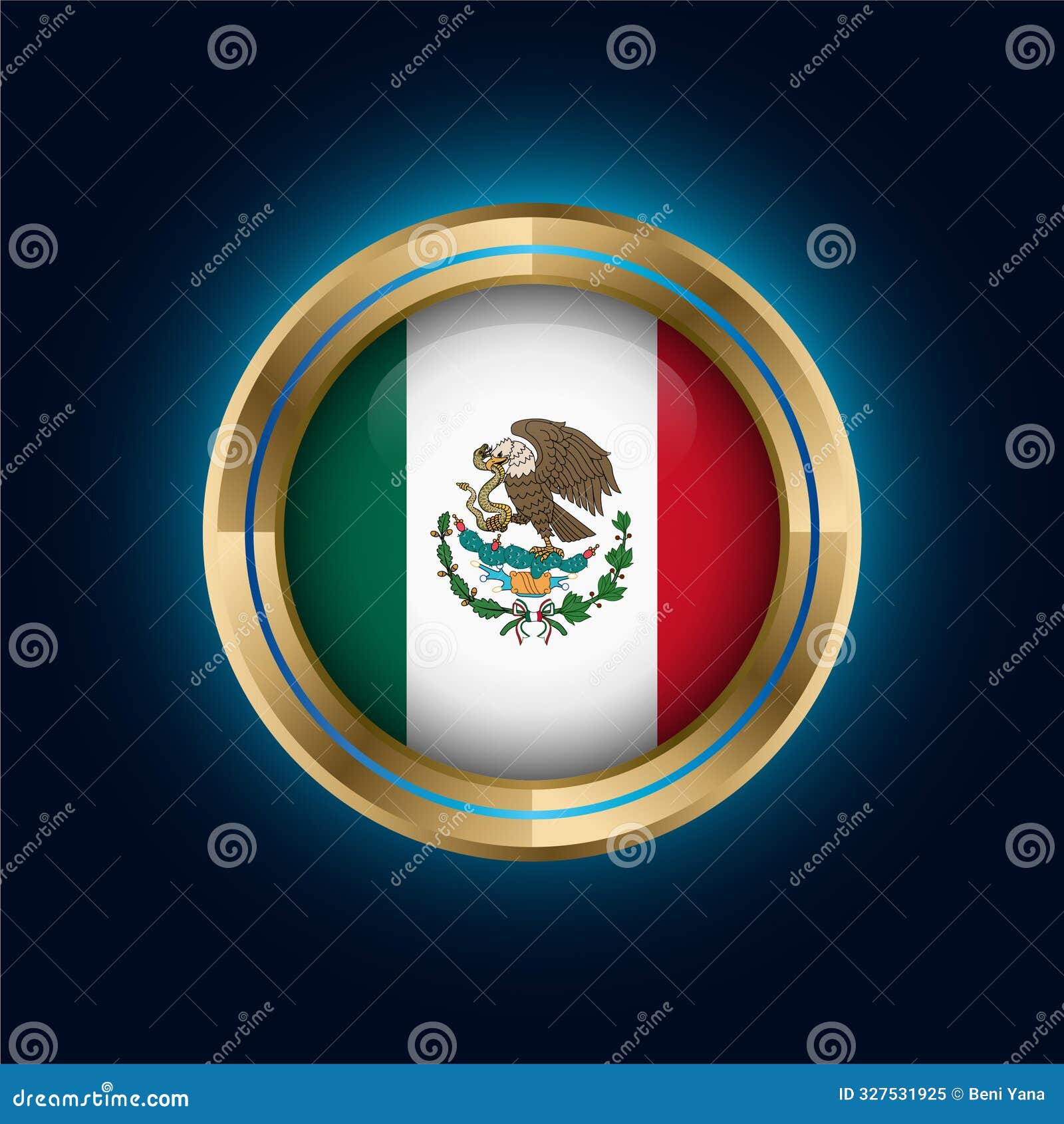 Golden Circle Shaped Illustration of Flag Mexico Stock Illustration ...